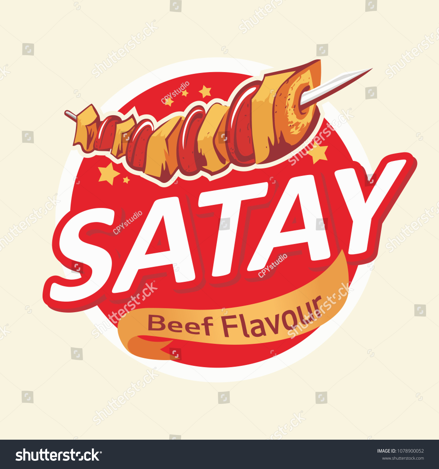Beef Flavour Satay Barbeque Logo Stock Vector (Royalty Free) 1078900052