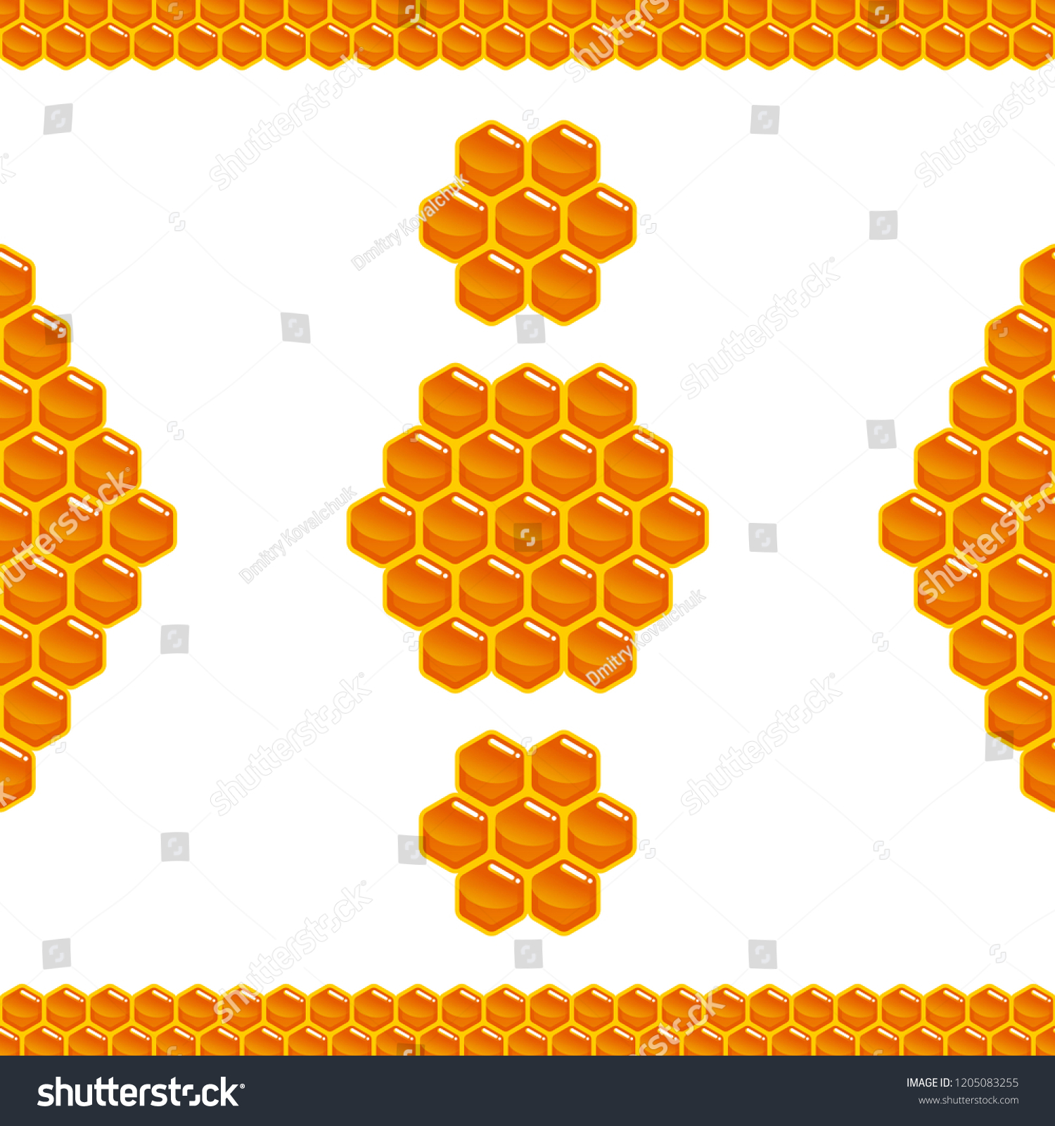 Beehive Design Elements Seamless Header Border Stock Vector (Royalty ...