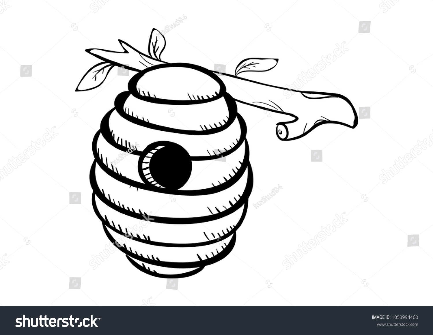Beehive Doodle Icon Vector Stock Vector (Royalty Free) 1053994460