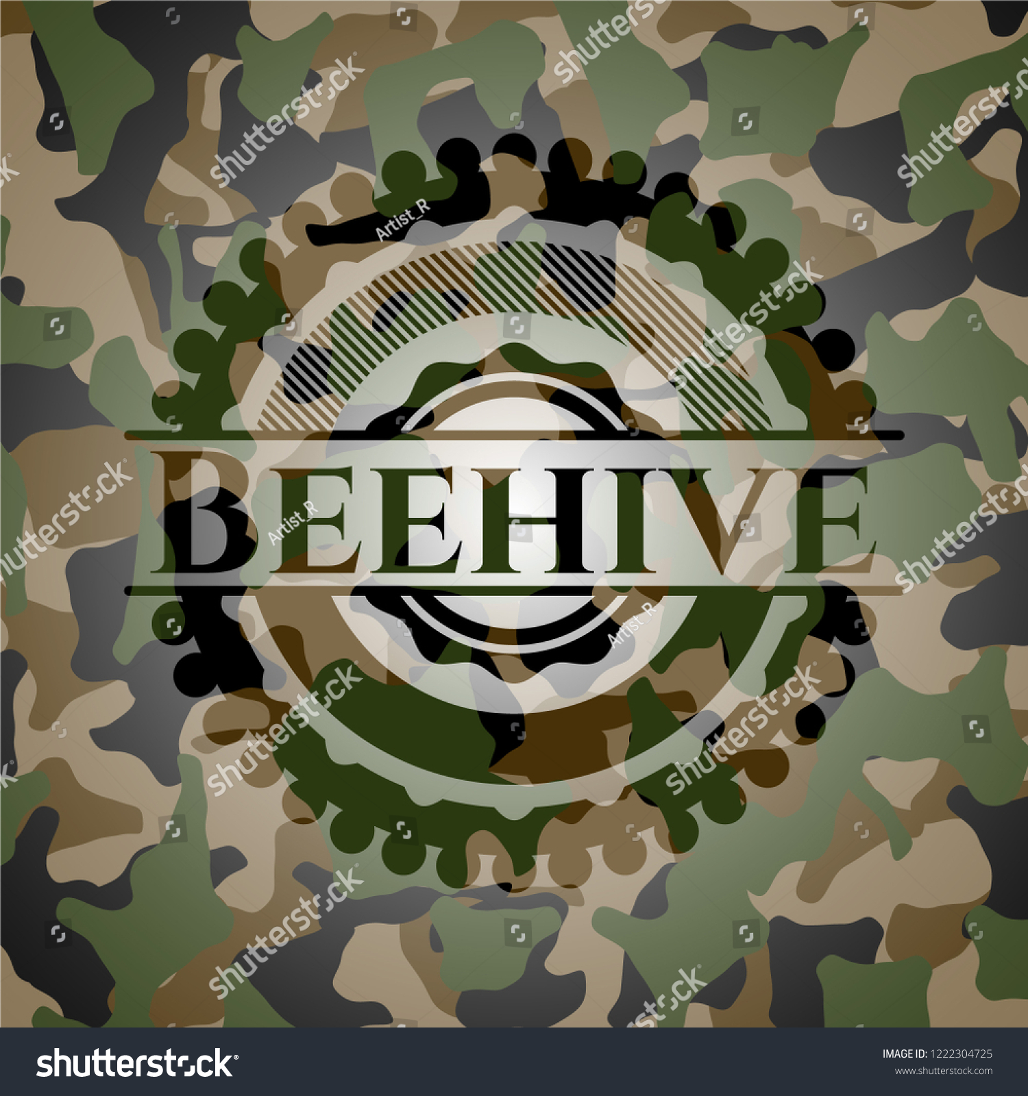 Beehive On Camo Texture Stock Vector (Royalty Free) 1222304725 ...