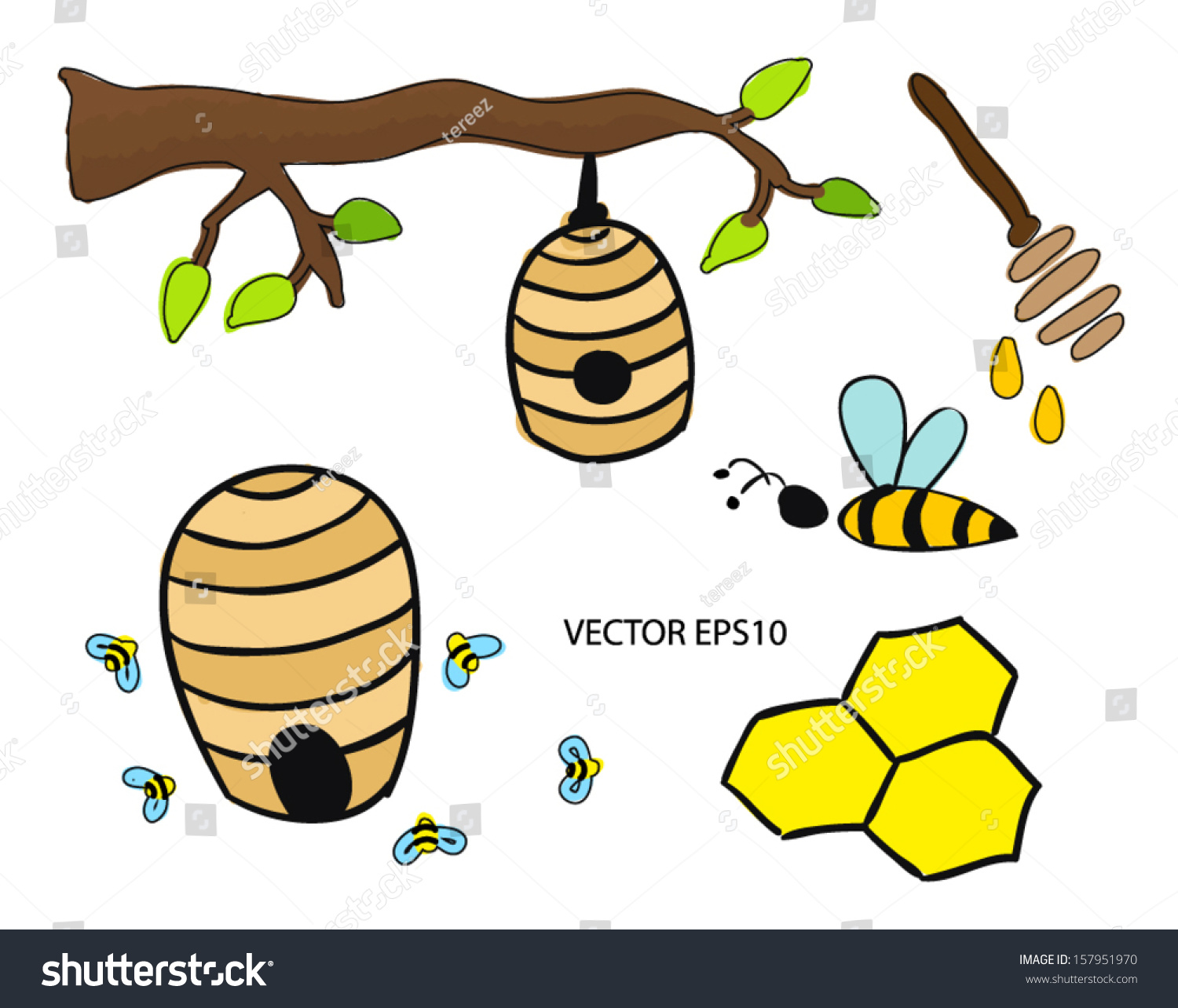 Beehive Vector Drawing Stock Vector (Royalty Free) 157951970 | Shutterstock