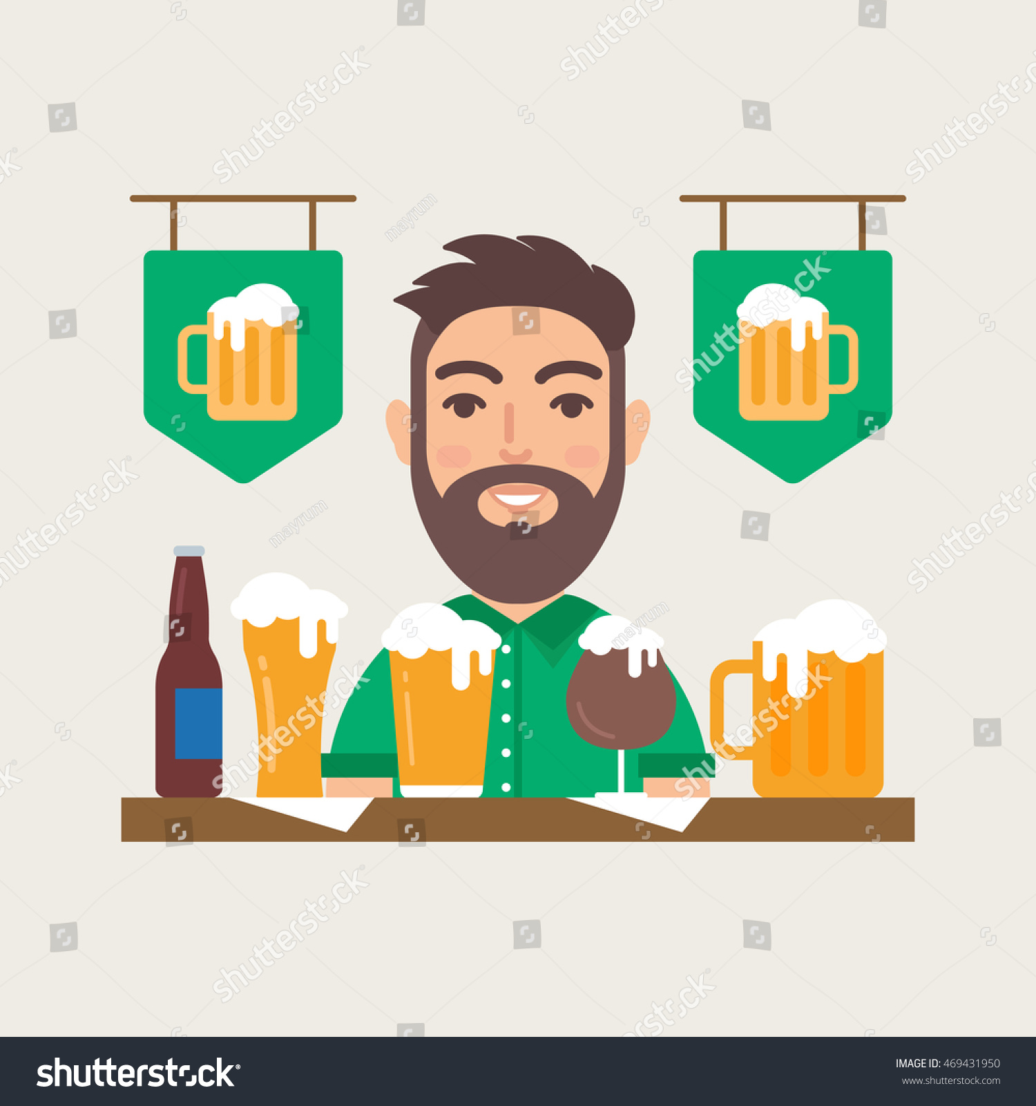 Beer Bar Pub Vector Illustration Flat Stock Vector (Royalty Free ...