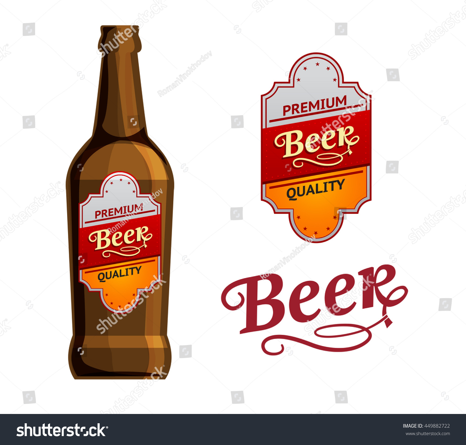 Beer Bottle Vector Illustration Label: vector de stock (libre de ...