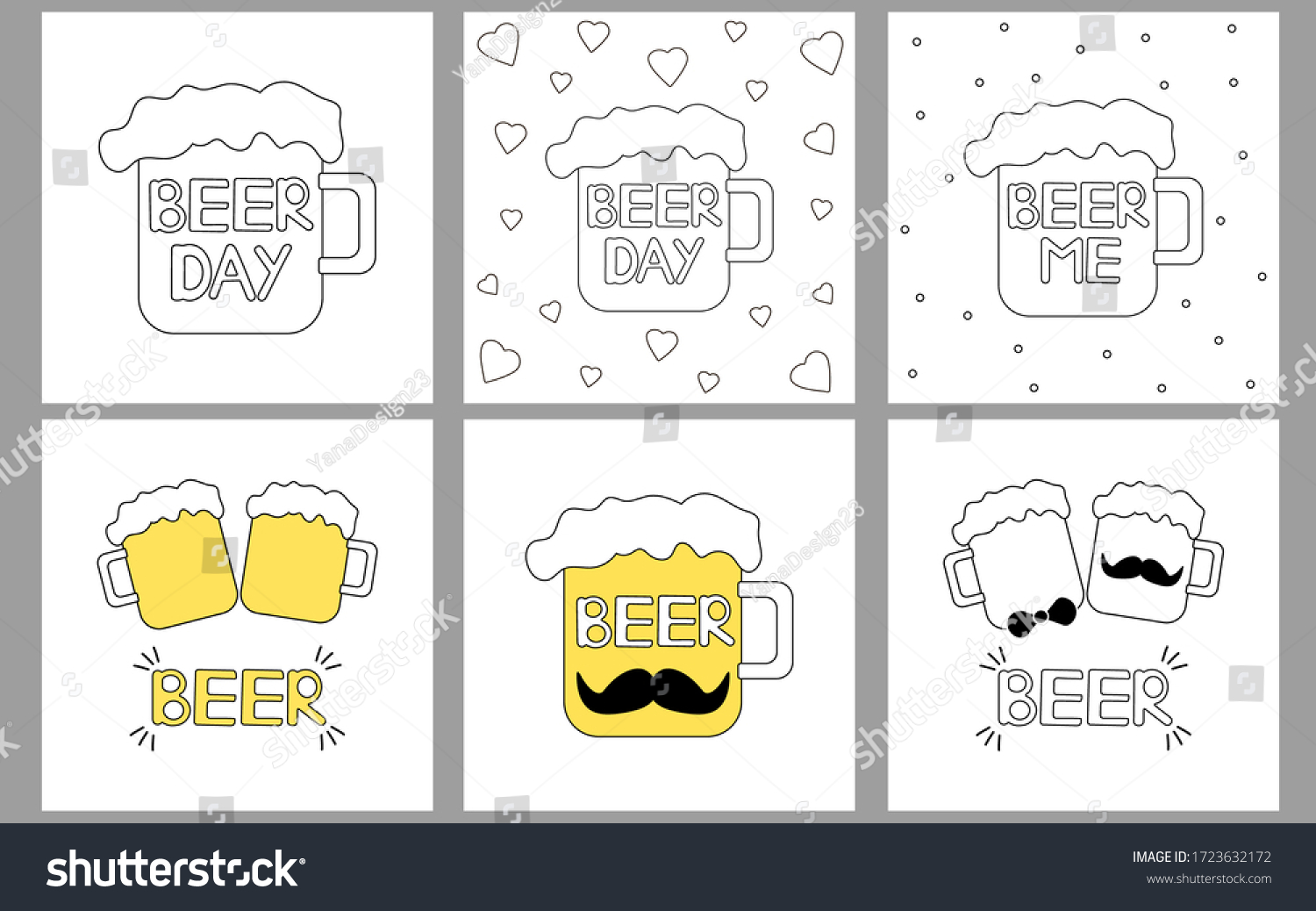 Beer Cards Set Vector Illustration Stock Vector (Royalty Free ...