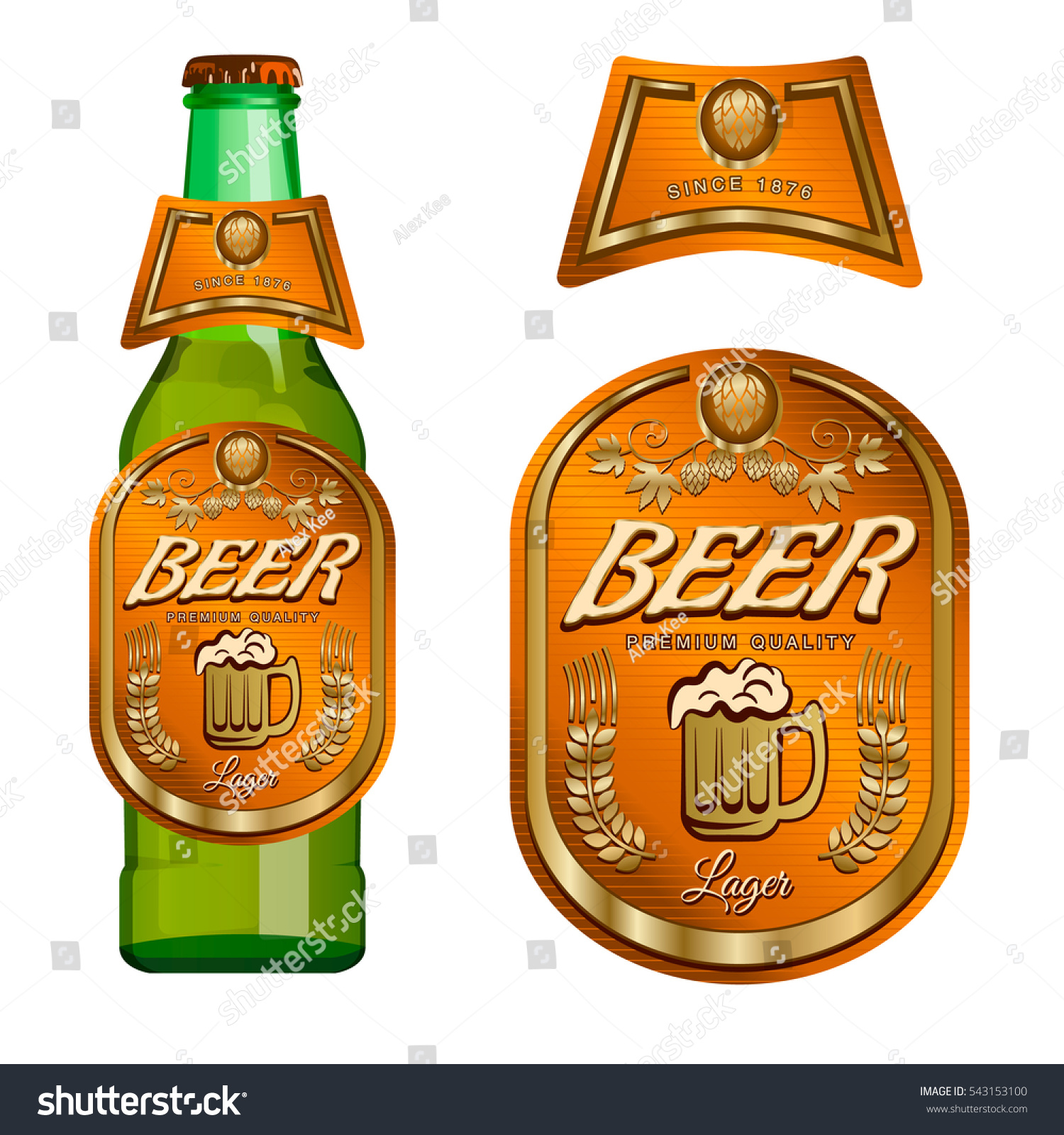 Beer Label Template Neck Label Vector: vector de stock (libre de ...