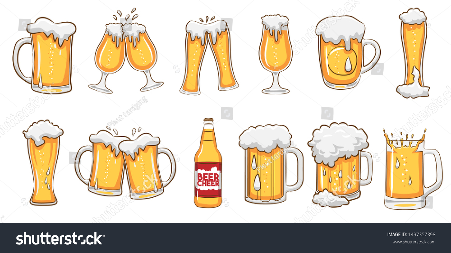 cốc bia vector bộ clipart: Vector có sẵn (miễn phí bản quyền) 1497357398