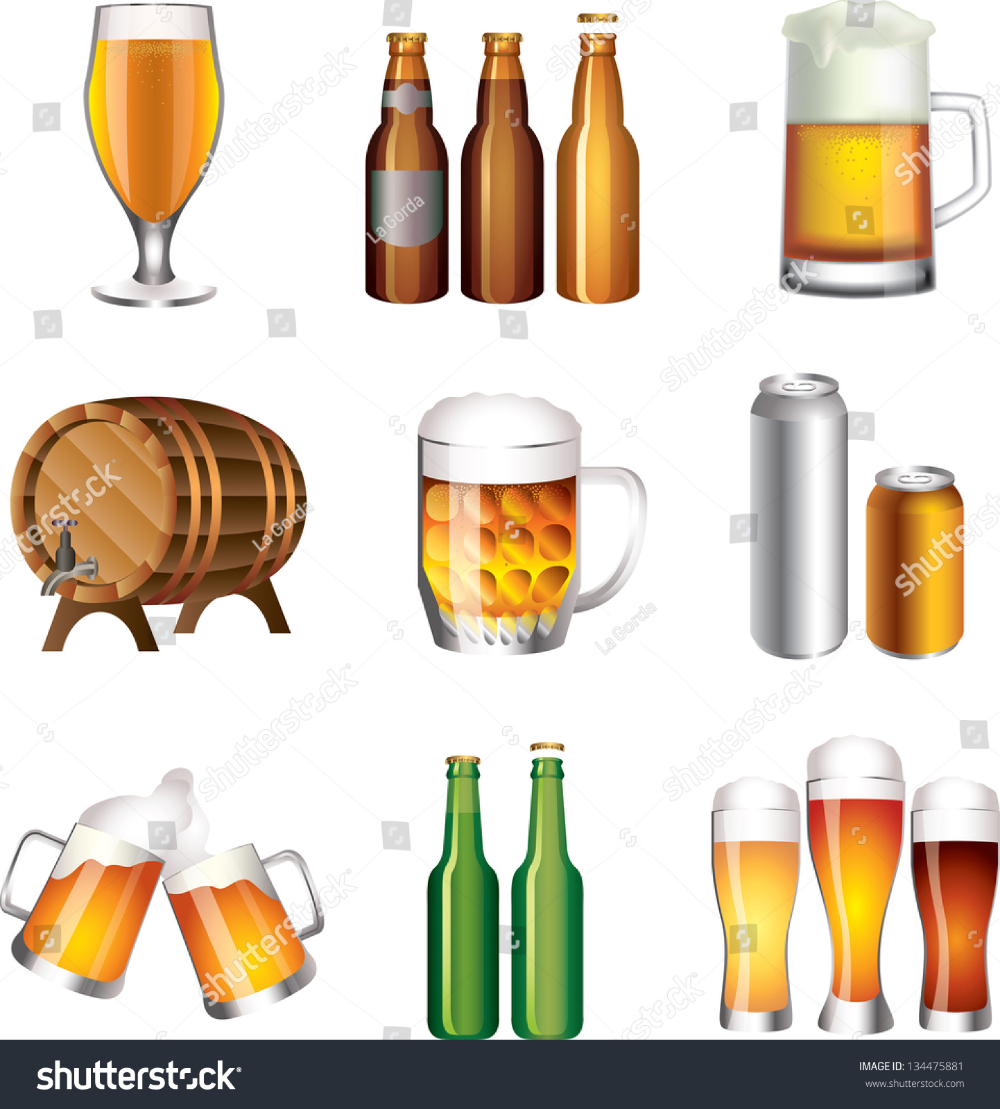 Beer Photorealistic Vector Set Stock Vector (Royalty Free) 134475881 ...