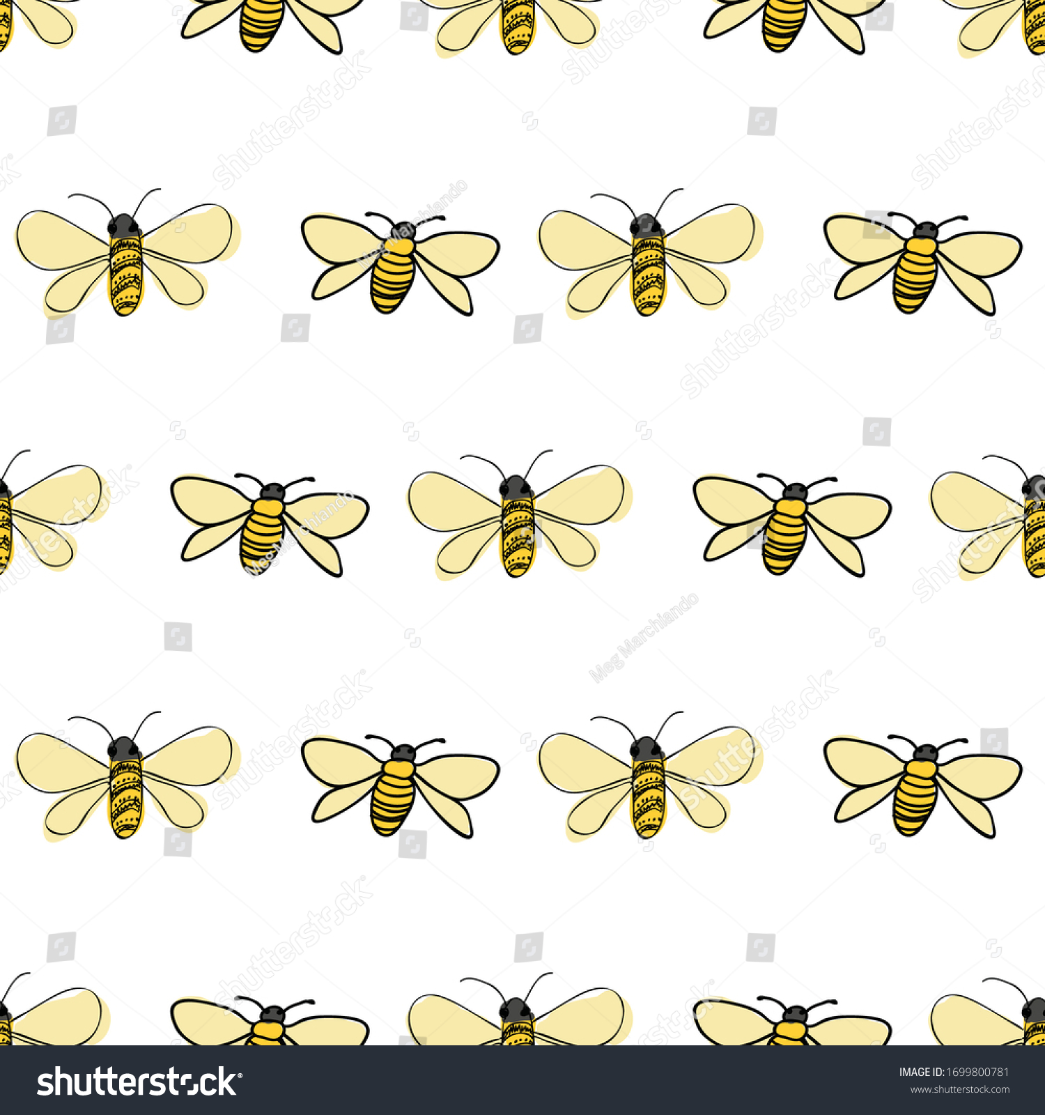 Bees Row Seamless Vector Repeat On Stock Vector (Royalty Free ...