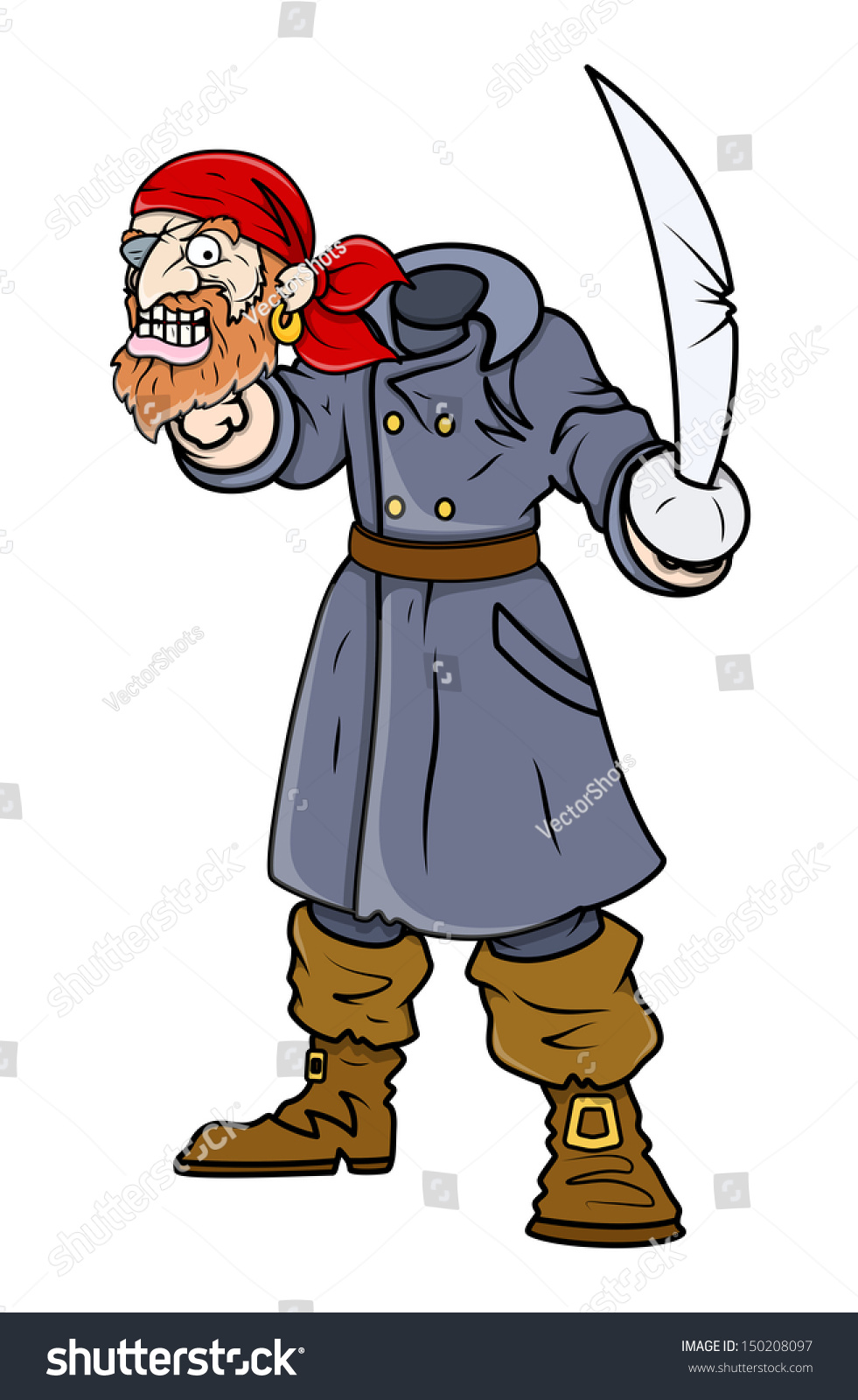 Beheaded Captain Pirate Vector Cartoon Illustration: Vector có sẵn ...