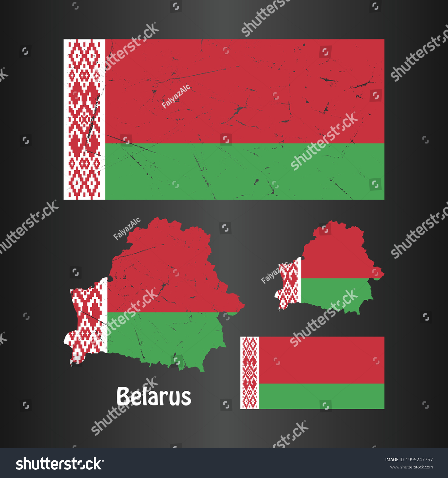 Belarus Flag Map Grunge Texture Vector Stock Vector (Royalty Free ...