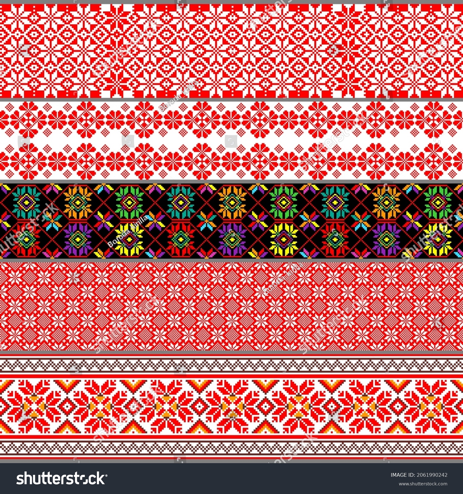 Belarusian Traditional Patterns Ornaments Vector Set Stock Vector ...