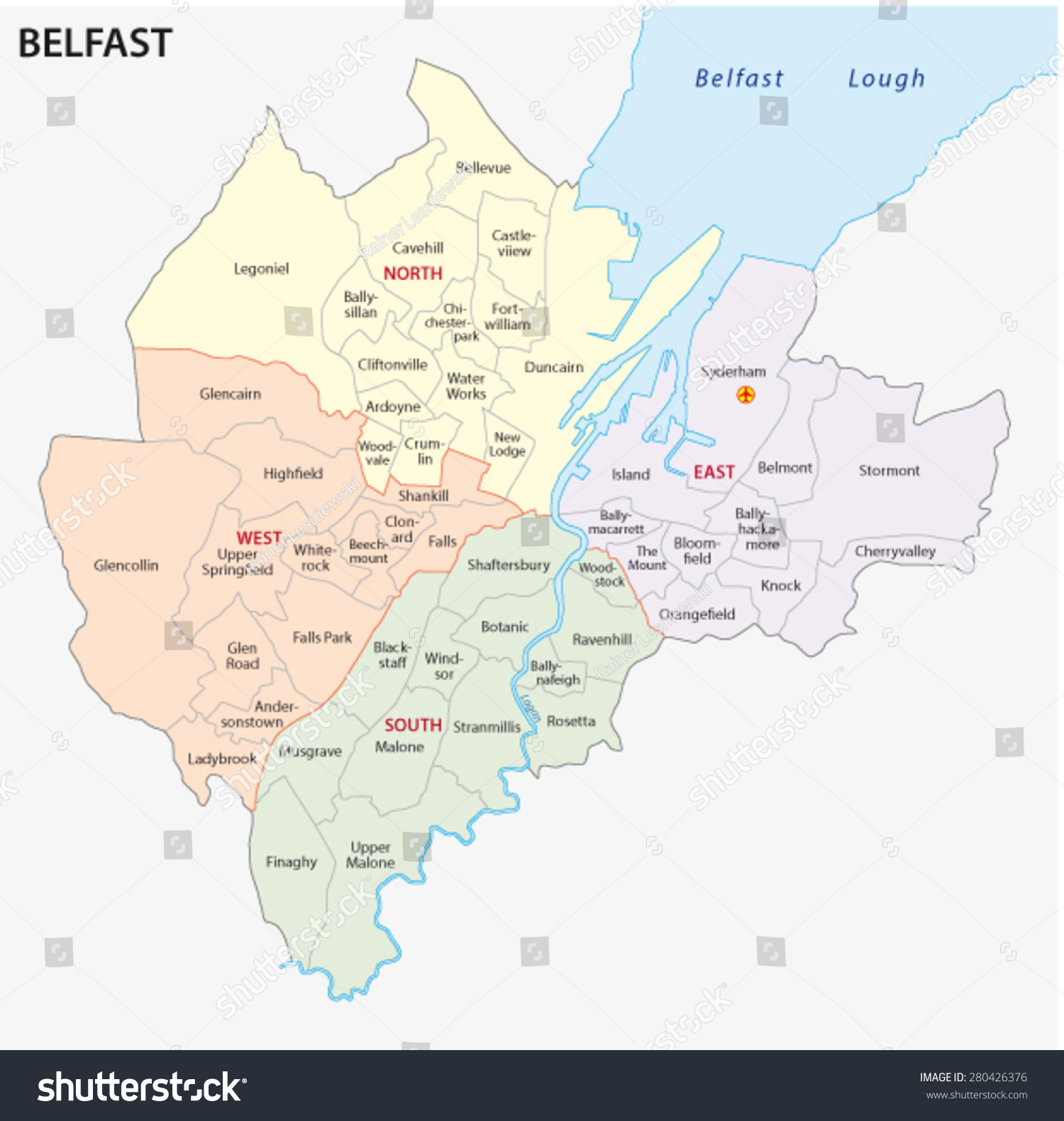 Belfast Administrative Map: vector de stock (libre de regalías ...