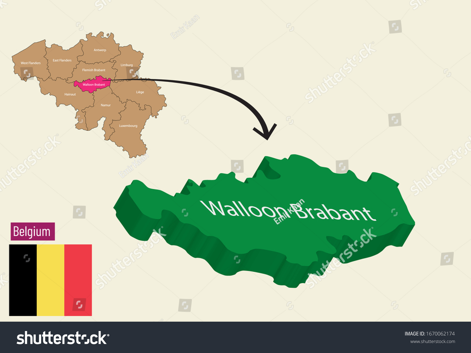 Belgium Map Cities Vector Walloon Brabant Stock Vector (Royalty Free ...