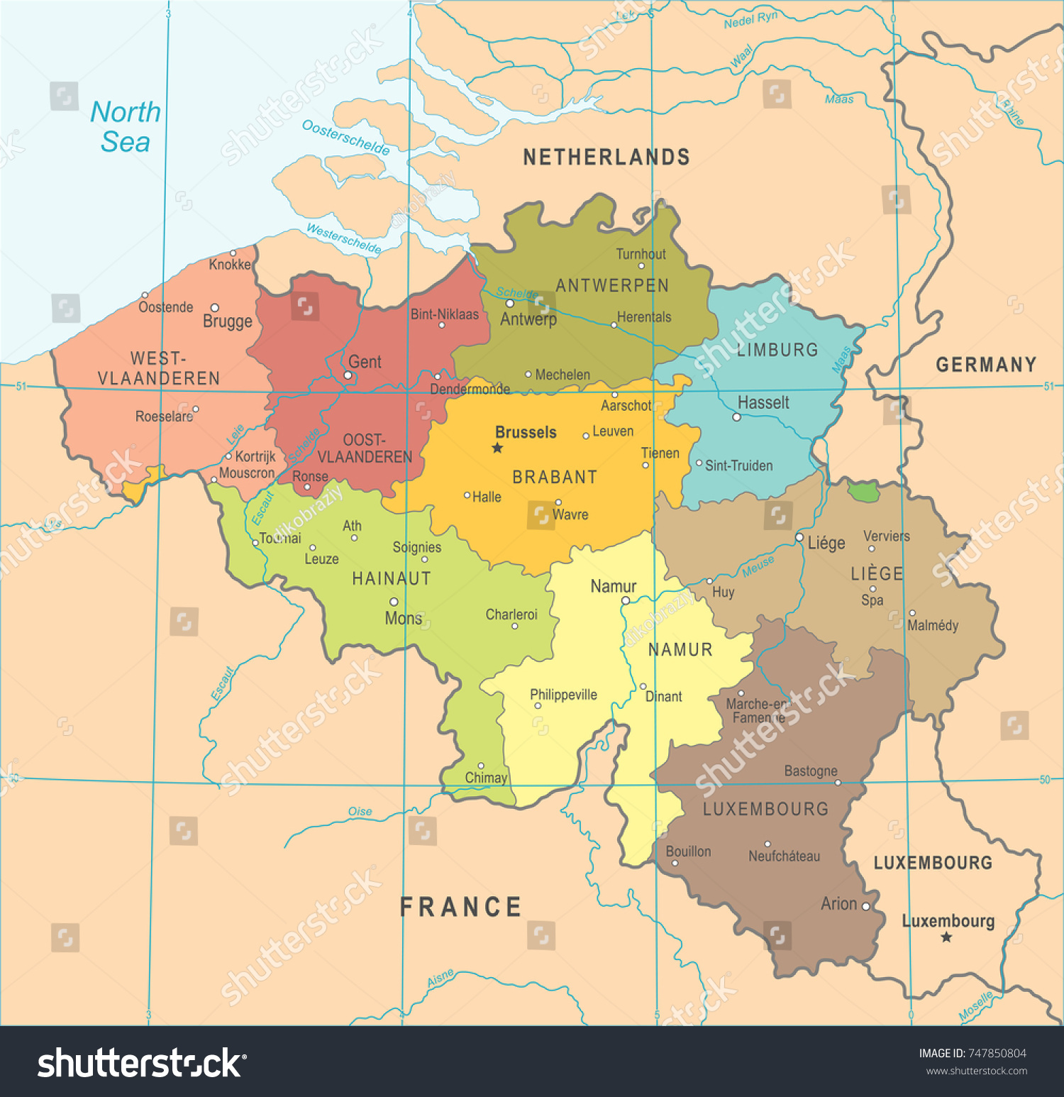 Belgium Map Detailed Vector Illustration Stock Vector (Royalty Free ...