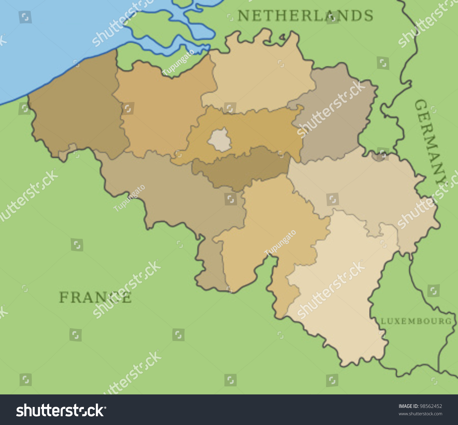 Belgium Map Administrative Division Into Provinces: เวกเตอร์สต็อก (ปลอด ...