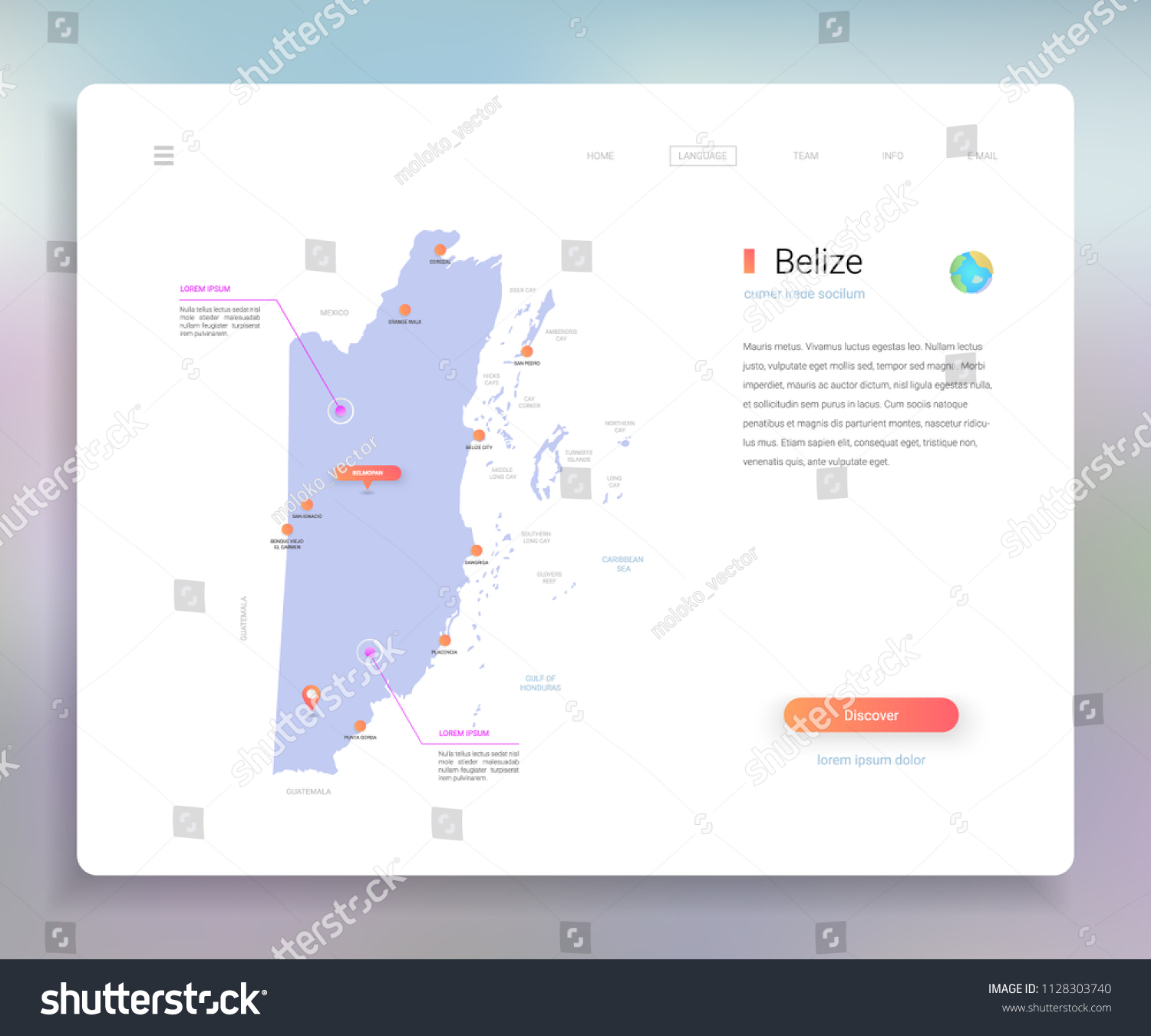 Belize Map Infographics Vector Template Cities Stock Vector (Royalty ...