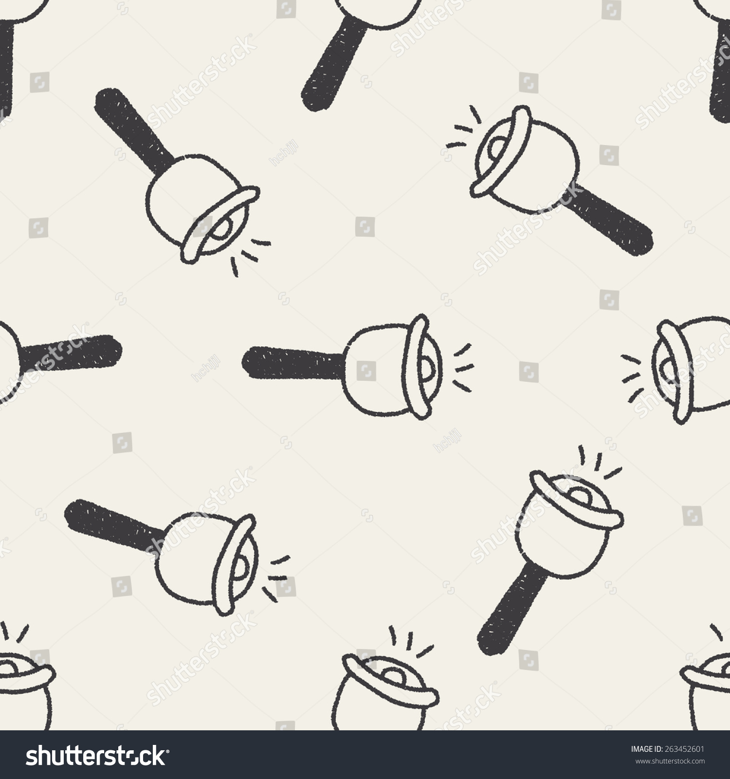 Bell Doodle Drawing Seamless Pattern Background Stock Vector (Royalty ...