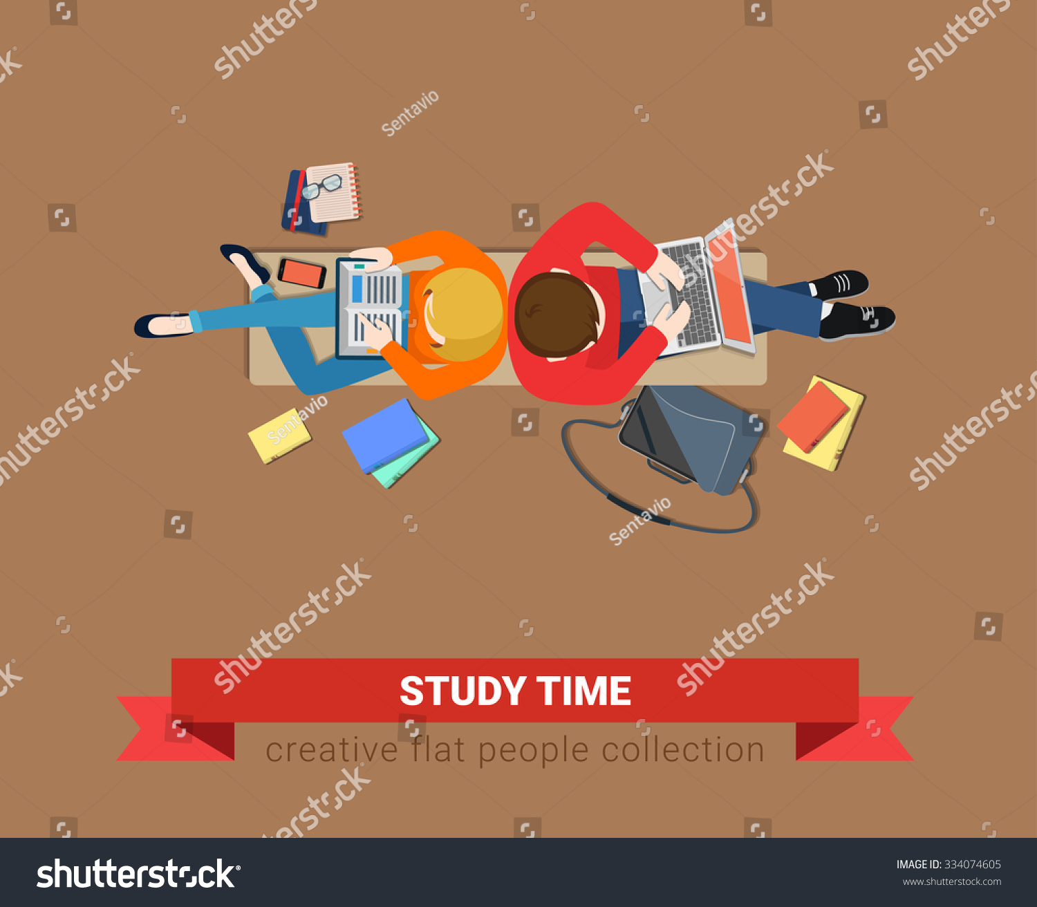 Bench Top View Students Study Time: เวกเตอร์สต็อก (ปลอดค่าลิขสิทธิ์ ...