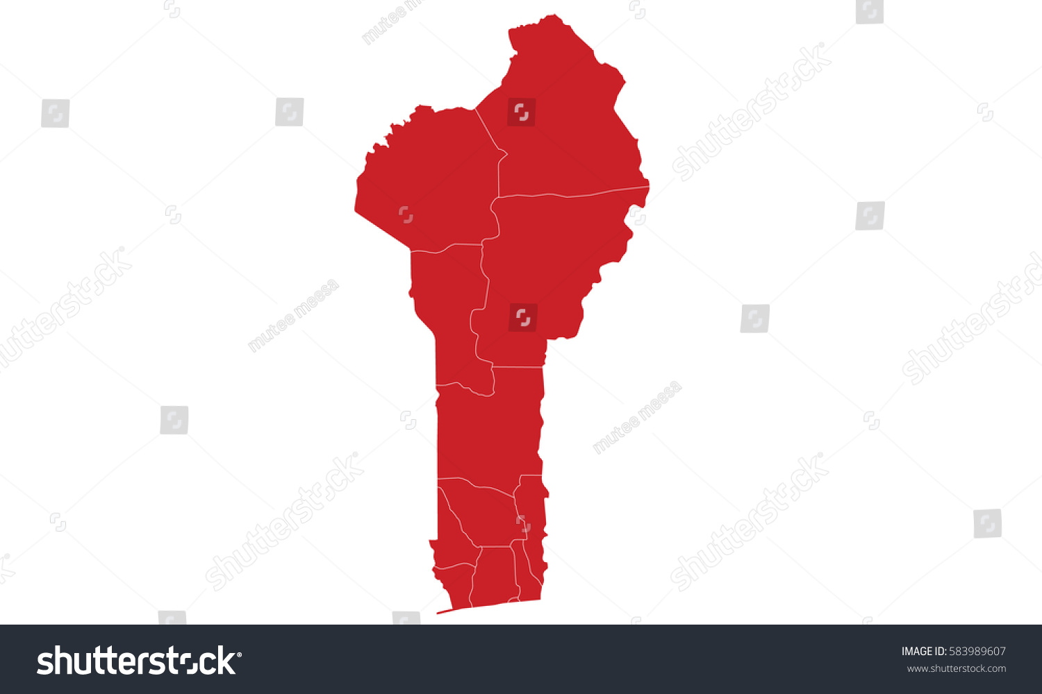 Benin Map Red Color Stock Vector (Royalty Free) 583989607 | Shutterstock