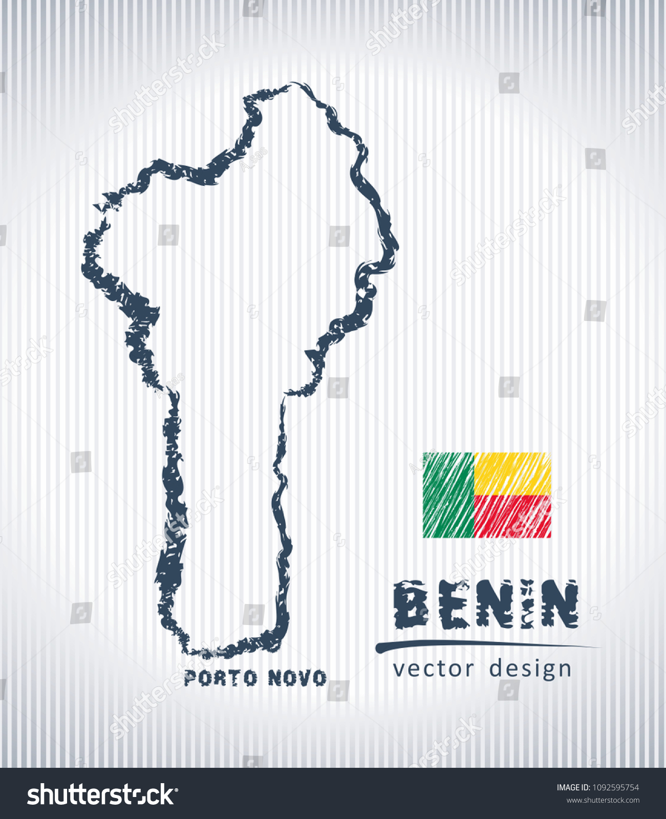 Benin Vector Chalk Drawing Map Isolated: vector de stock (libre de ...