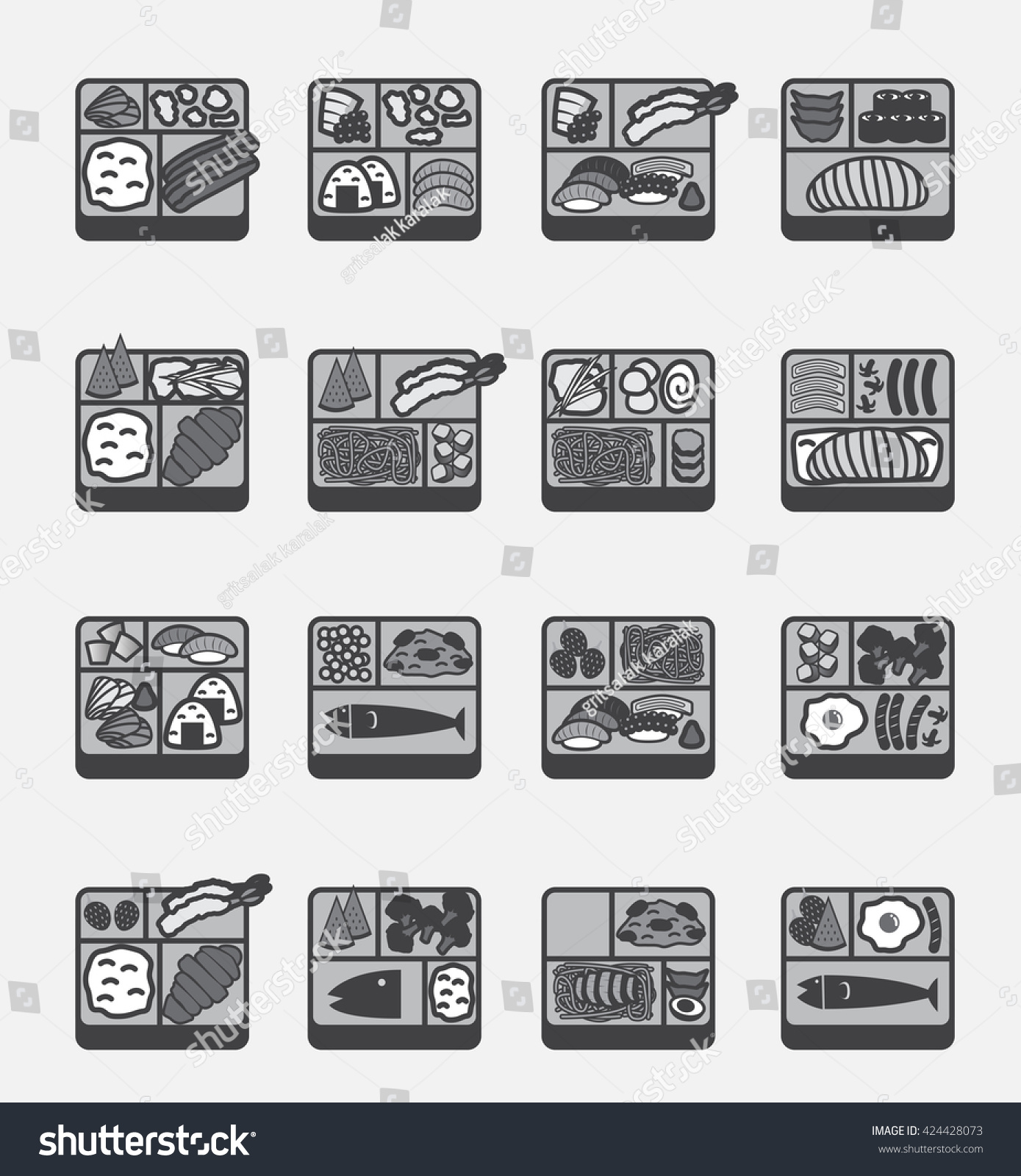 Bento Icons Vector , 16 Bento Set - 424428073 : Shutterstock