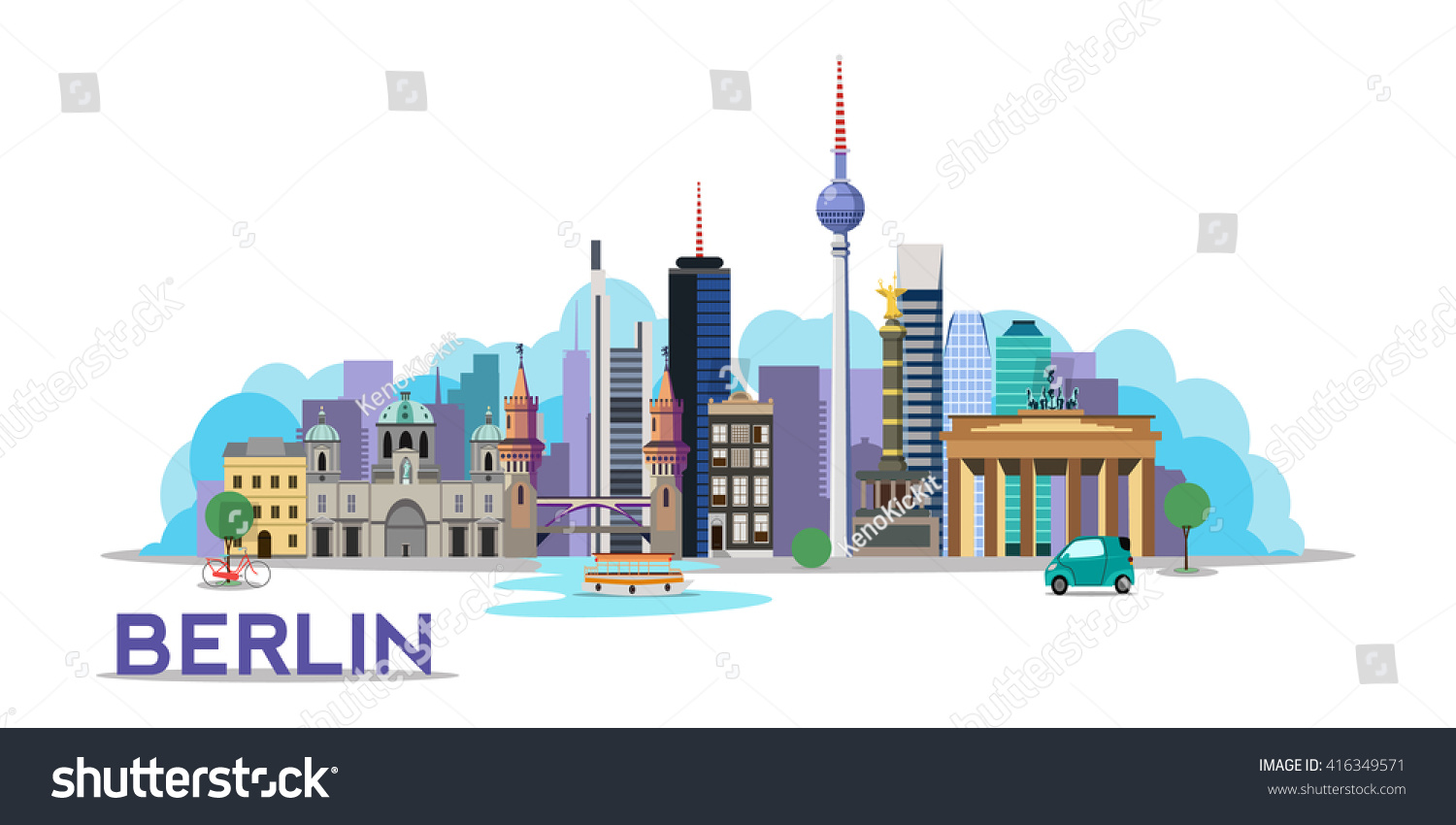 Berlin Skyline Vector Illustration Stock Vector (Royalty Free ...