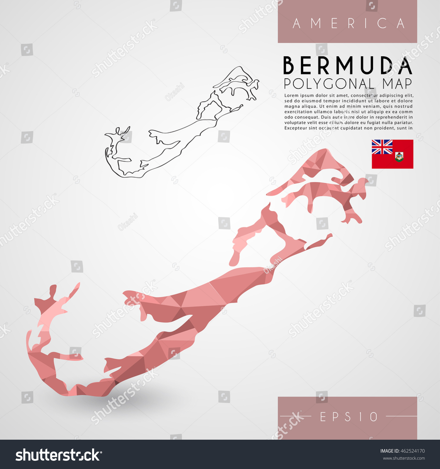 Bermuda Low Poly Map Vector Illustration: Stock-Vektorgrafik ...