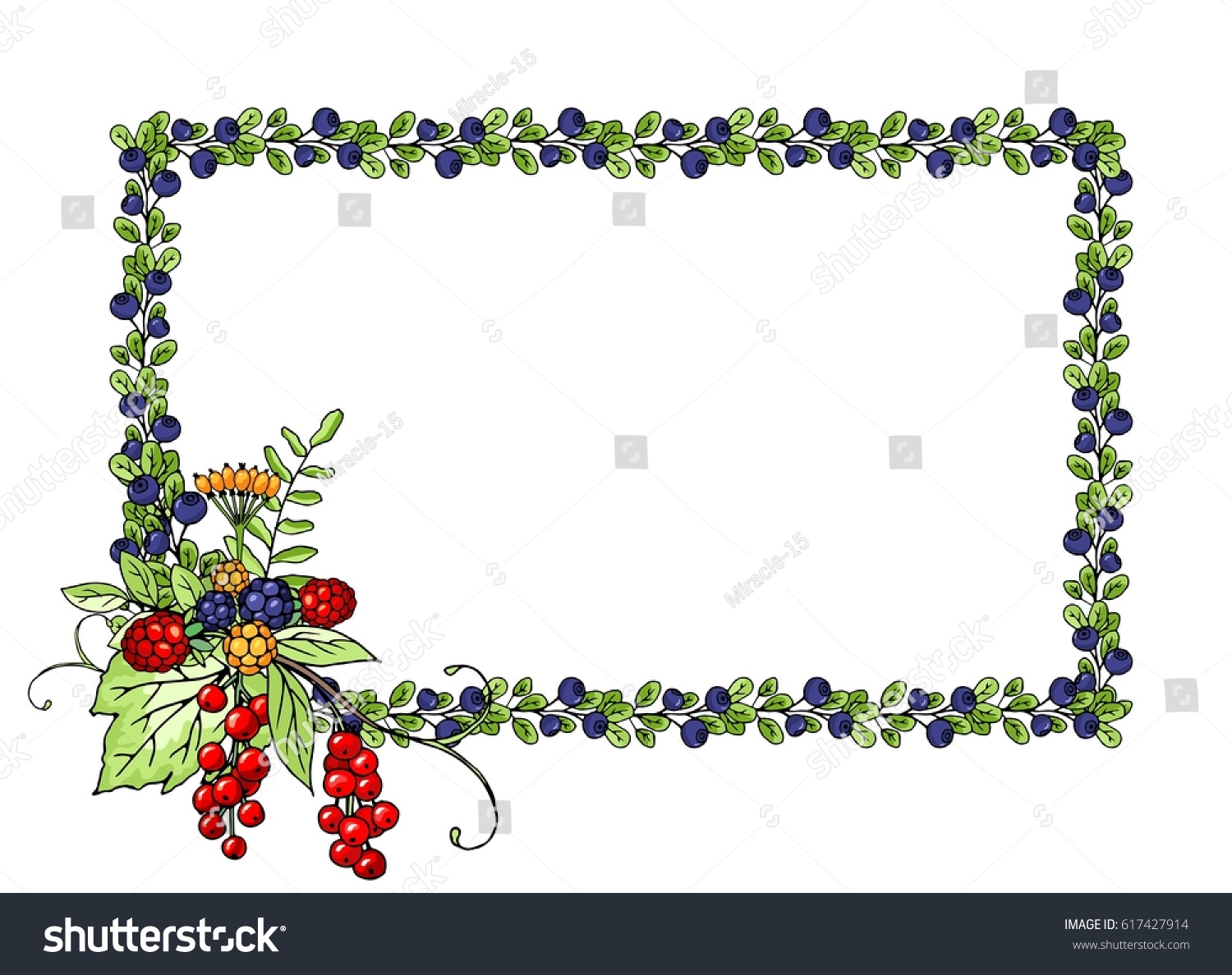 Berry Frame Hand Drawn Vector Illustration Stock Vector (Royalty Free ...