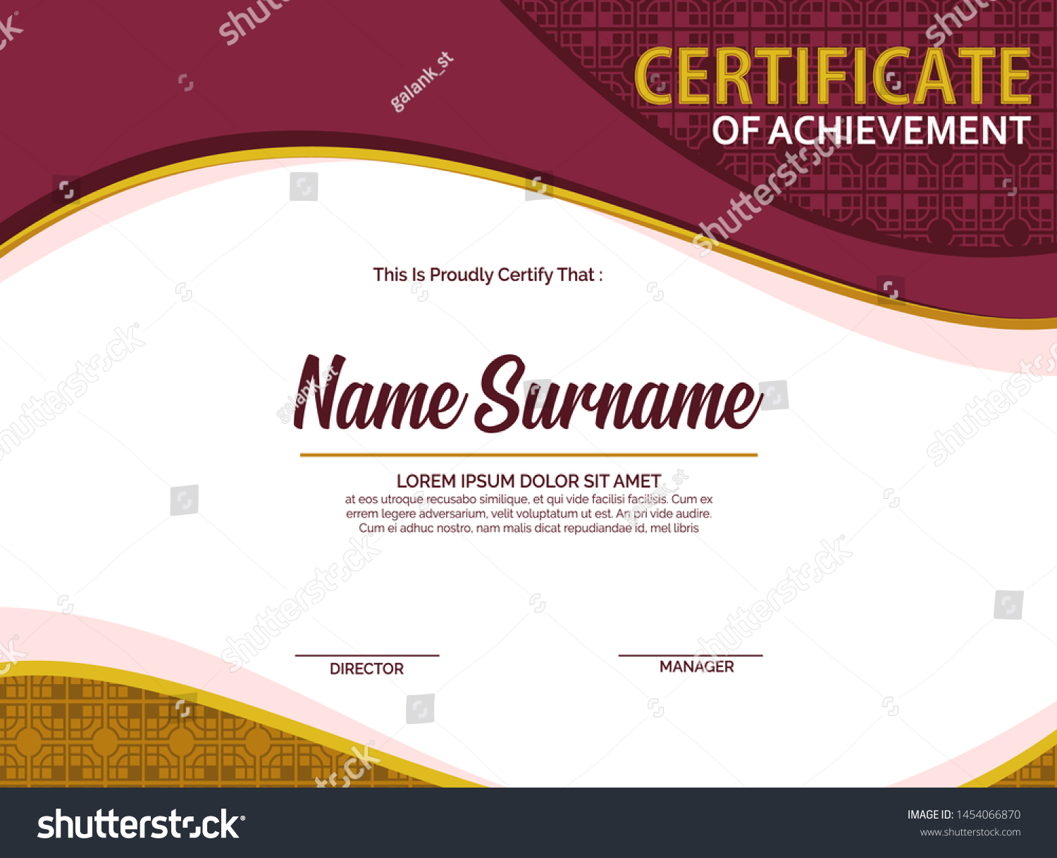 Vektor Stok Best Certificate Template Certificate Layout Design (Tanpa ...