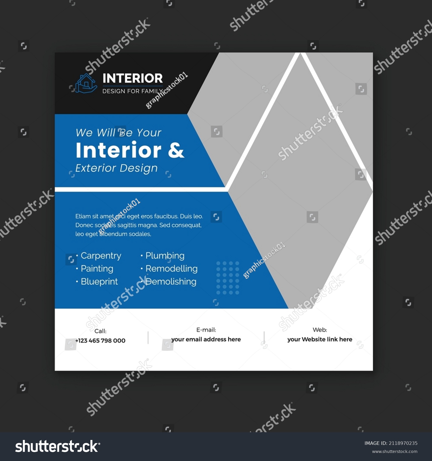 Best Interior Design Social Media Post Stock Vector (Royalty Free ...