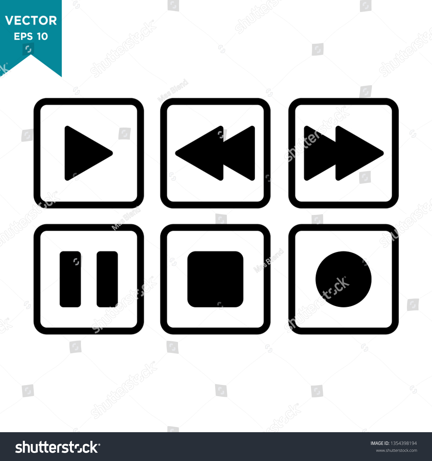 Best Media Player Button Icon Stock Vector (Royalty Free) 1354398194 ...