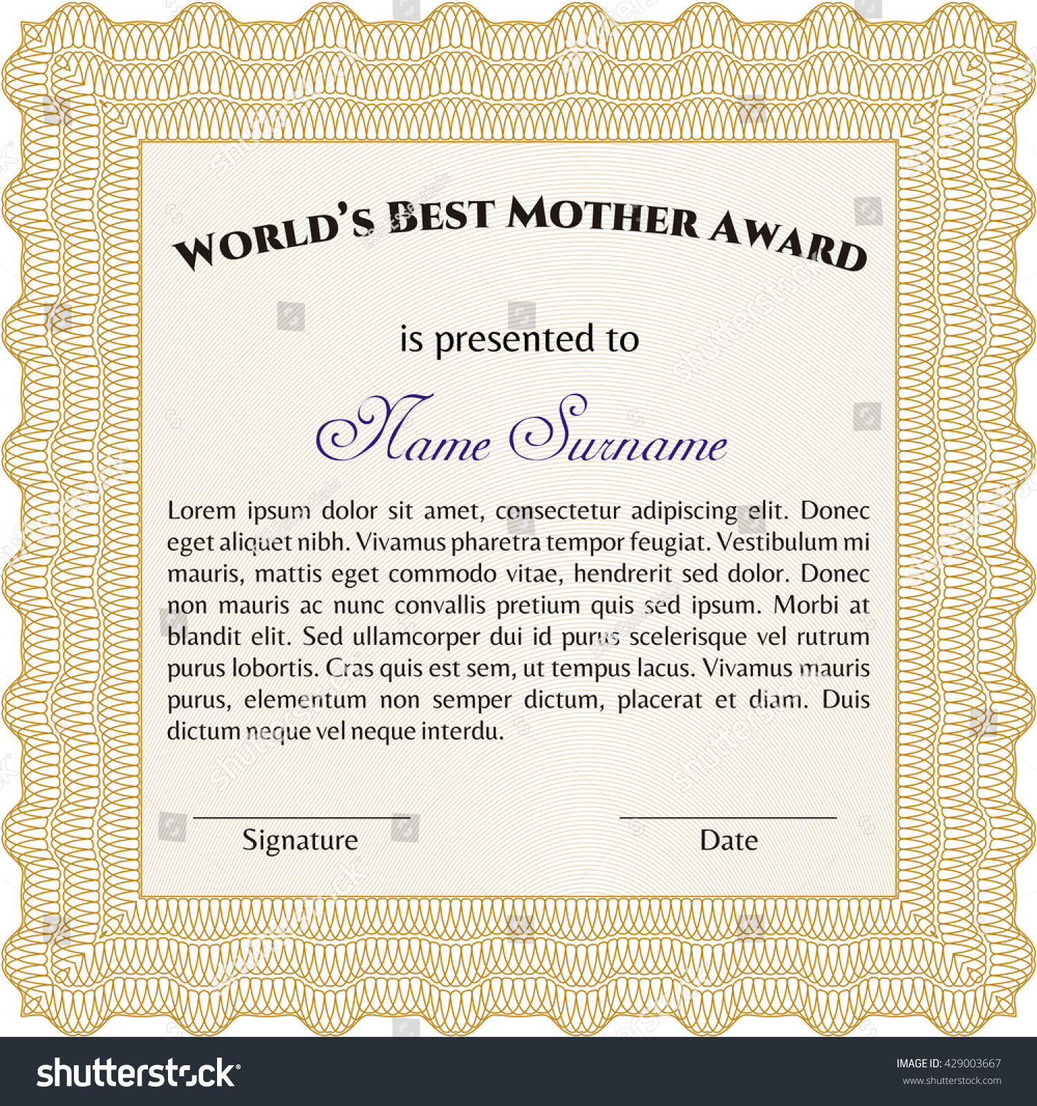 Best Mom Award Template Vector Illustration Stock Vector (Royalty Free ...