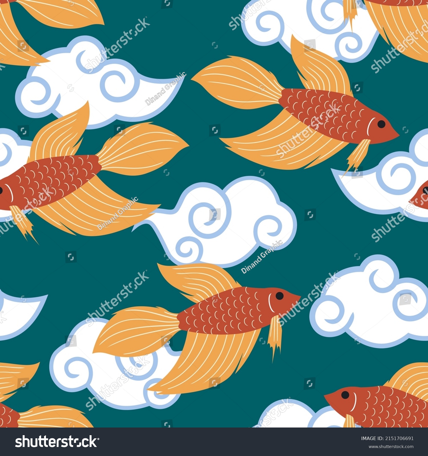 Betta Fish Seamless Pattern Siamese Fighting Stock Vector (Royalty Free) 2151706691 | Shutterstock