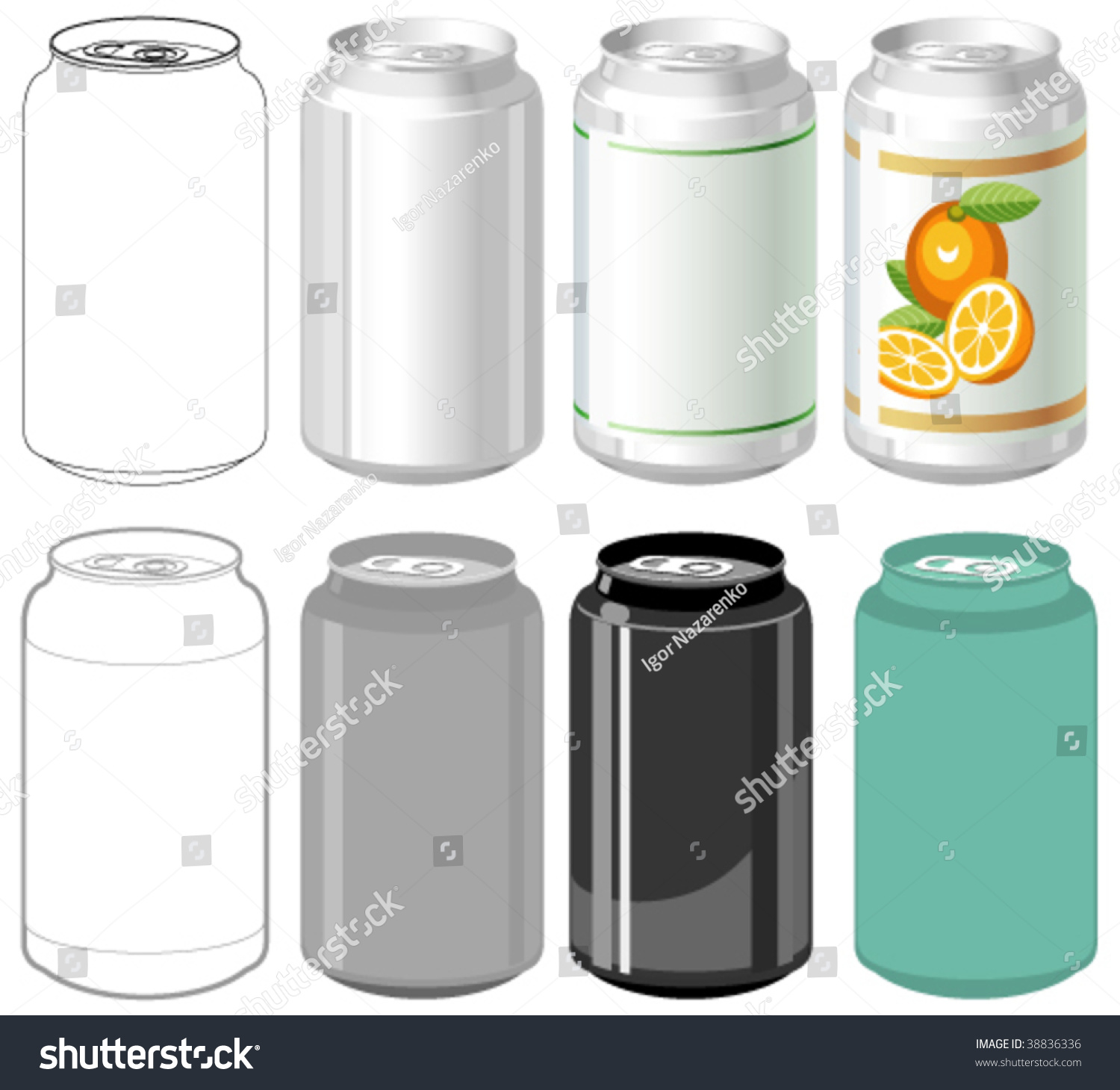 Beverage Can Different Styles Stock Vector (Royalty Free) 38836336