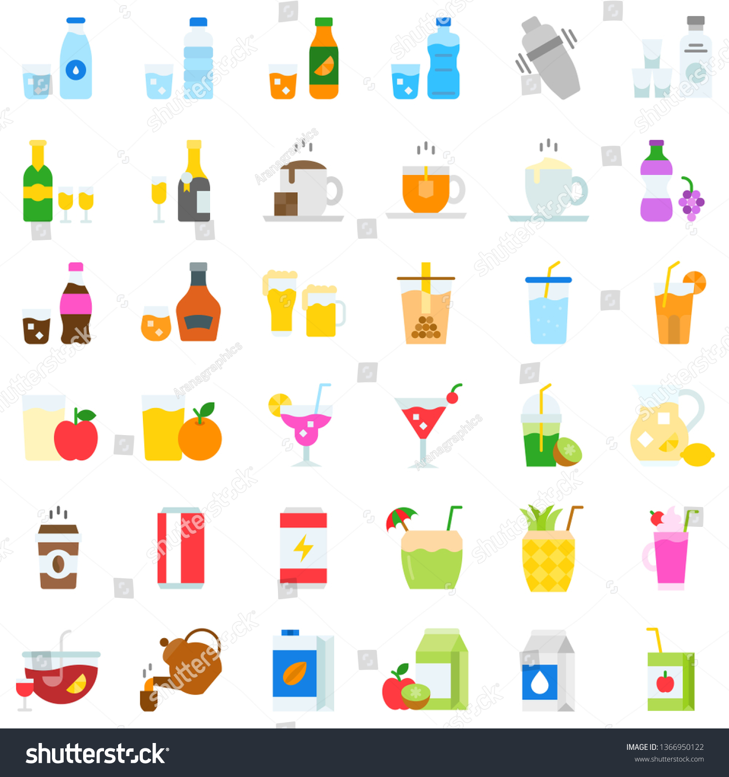 Beverage Vector Illustration Set Flat Design Stock Vector (Royalty Free ...