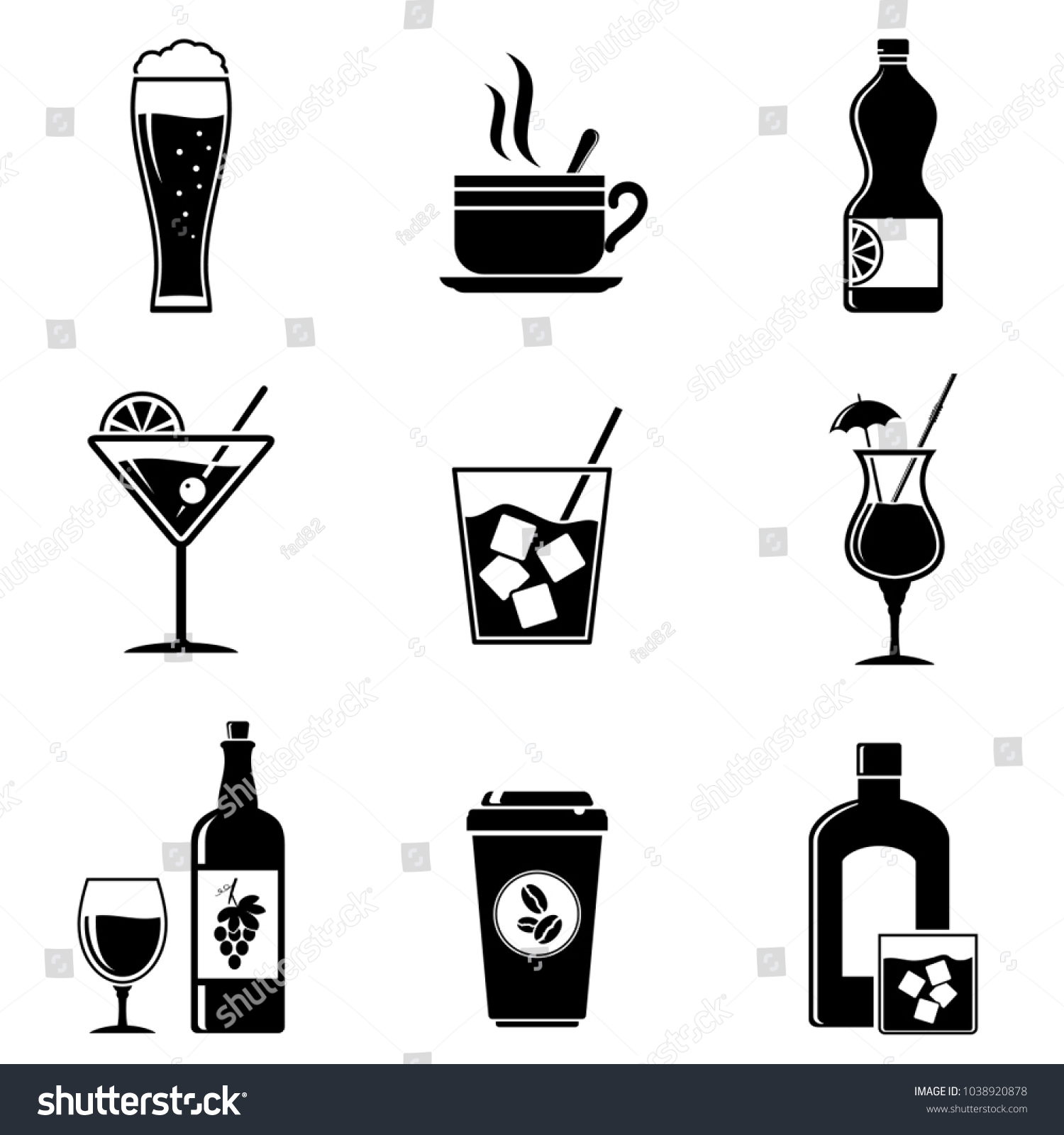 Juego de iconos de bebidas: vector de stock (libre de regalías ...