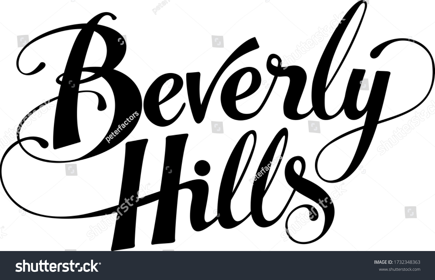 Beverly Hills Custom Calligraphy Text Stock Vector (Royalty Free ...