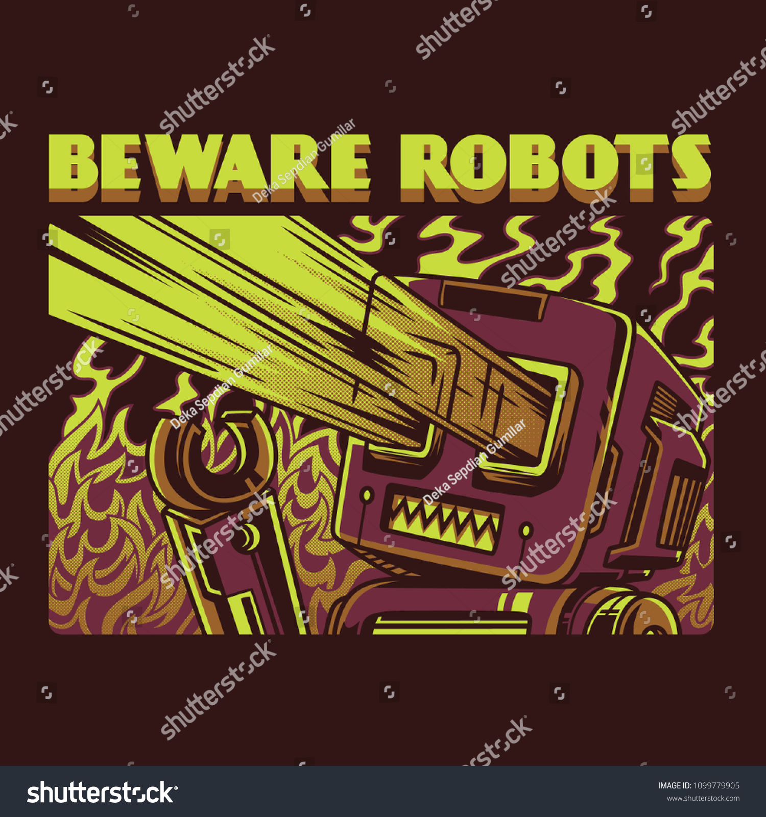 Beware Robots Illustration Stock Vector (Royalty Free) 1099779905