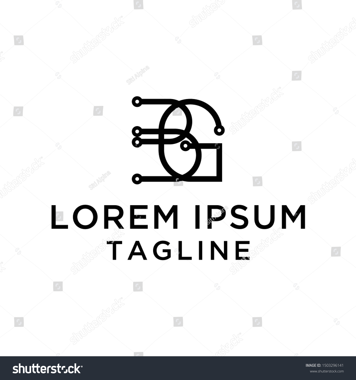 Bg Technology Logo Design Template: vector de stock (libre de regalías ...