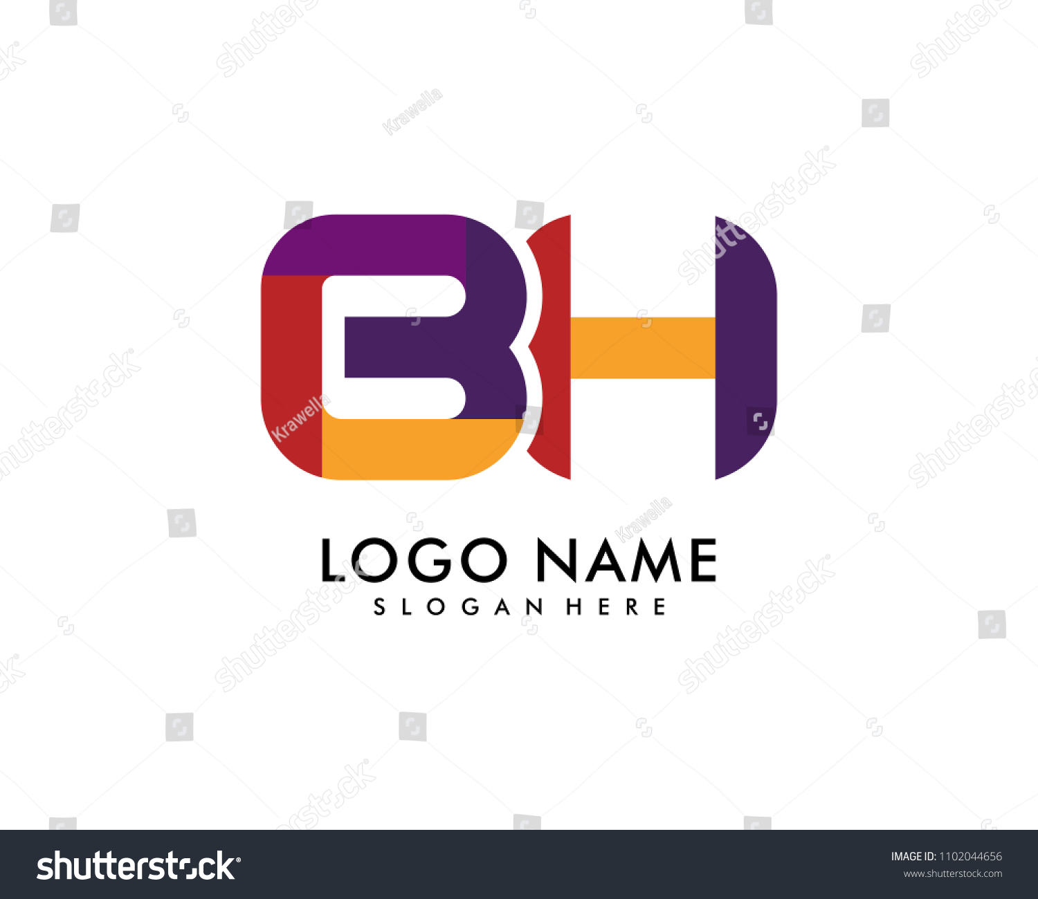 Bh Letter Logo Template Stock Vector (Royalty Free) 1102044656 ...