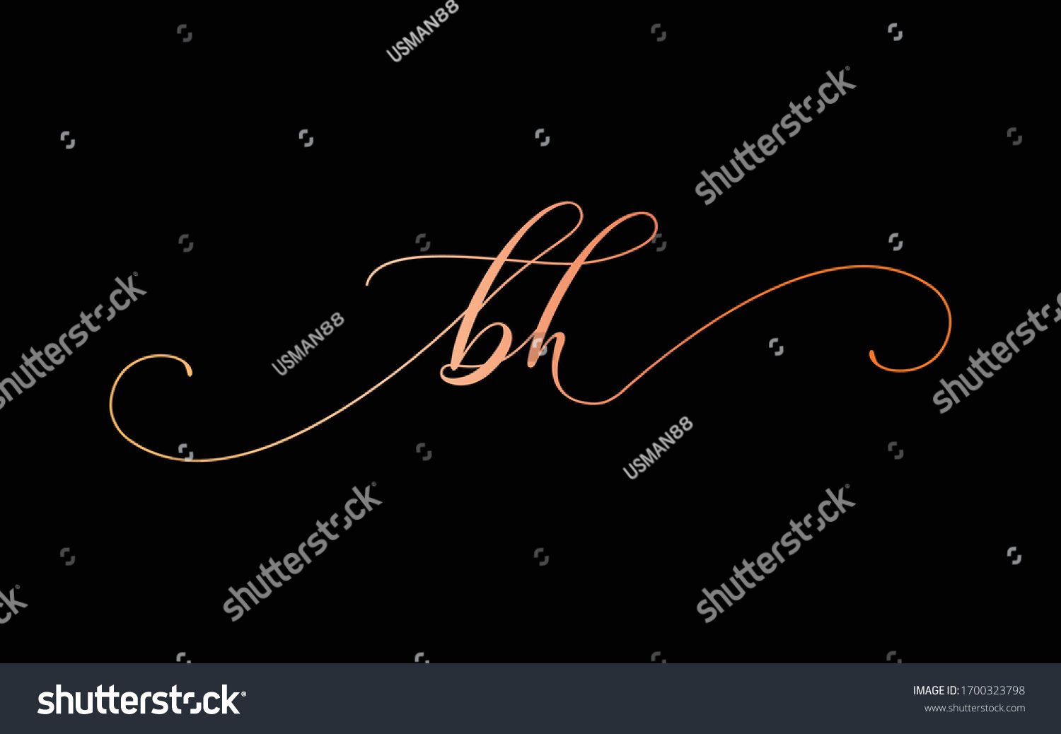 Bh B H Lowercase Cursive Letter Stok Vektör (Telifsiz) 1700323798 ...