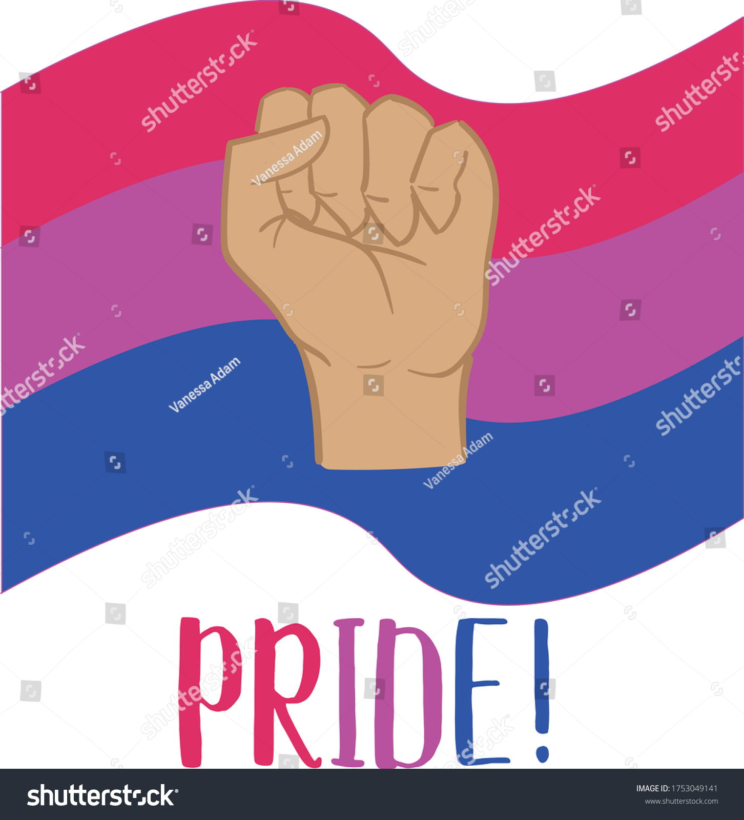 Bi Flag Pride Powerful Hand Stock Vector (Royalty Free) 1753049141 ...