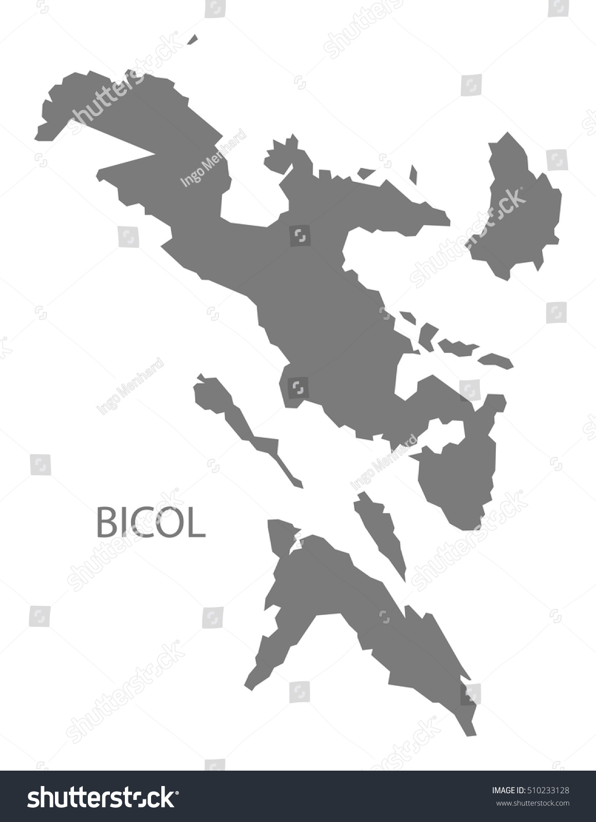 Bicol Philippines Map Grey Stock Vector (Royalty Free) 510233128 ...