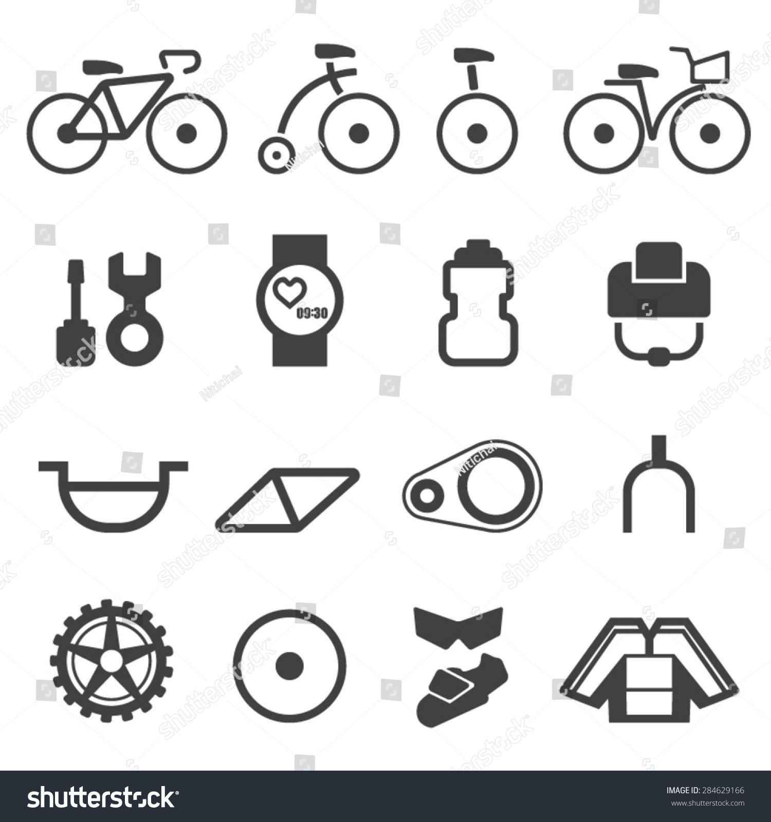 Bicycle Icons Setvector Stock Vector (Royalty Free) 284629166 ...