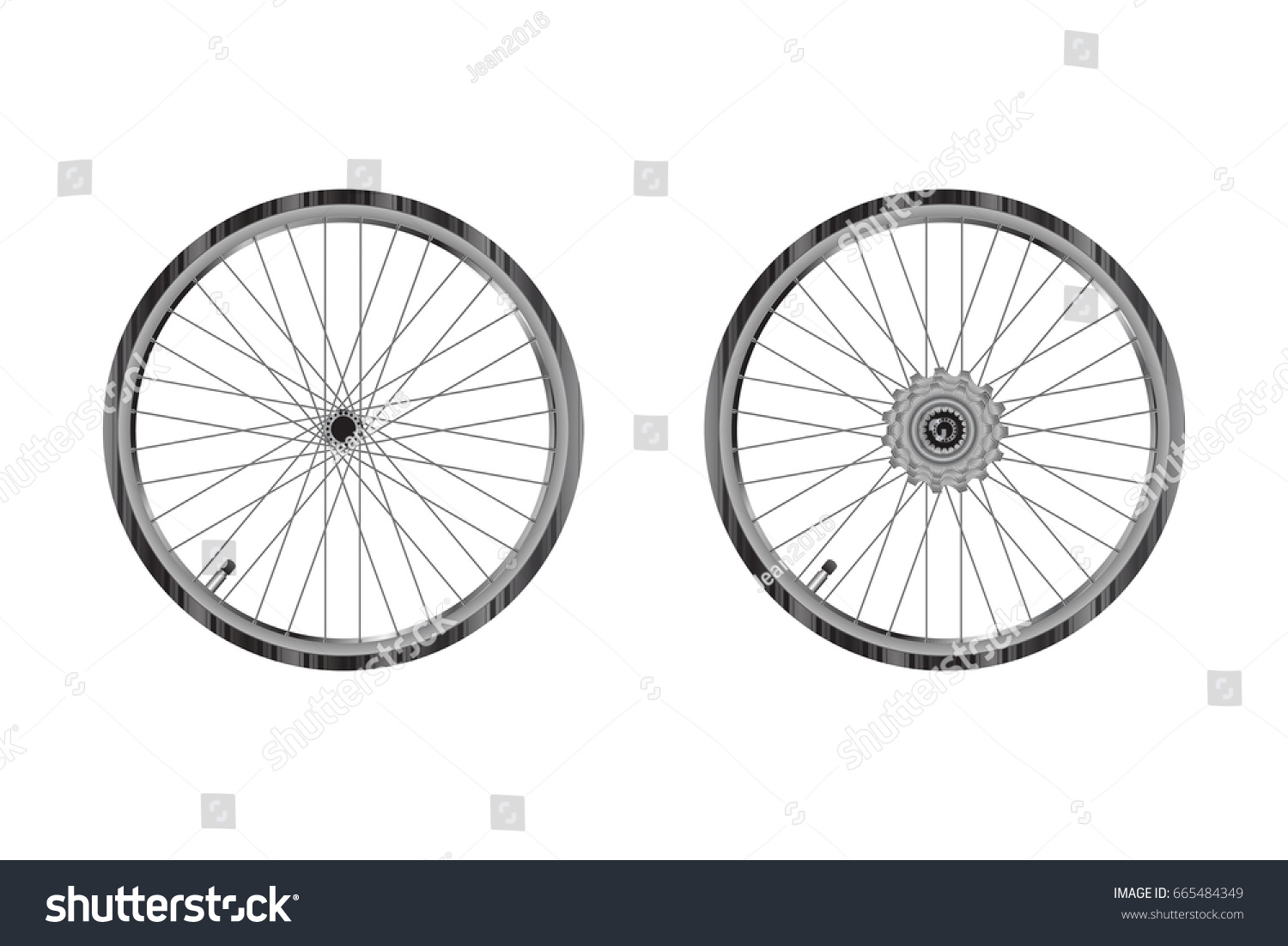 Bicycle Wheels Front Back Wheels Stock Vector (Royalty Free) 665484349