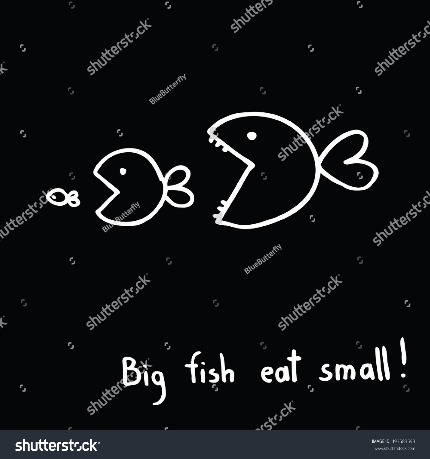 Big Small Fish Drawing: vector de stock (libre de regalías) 493583593 ...