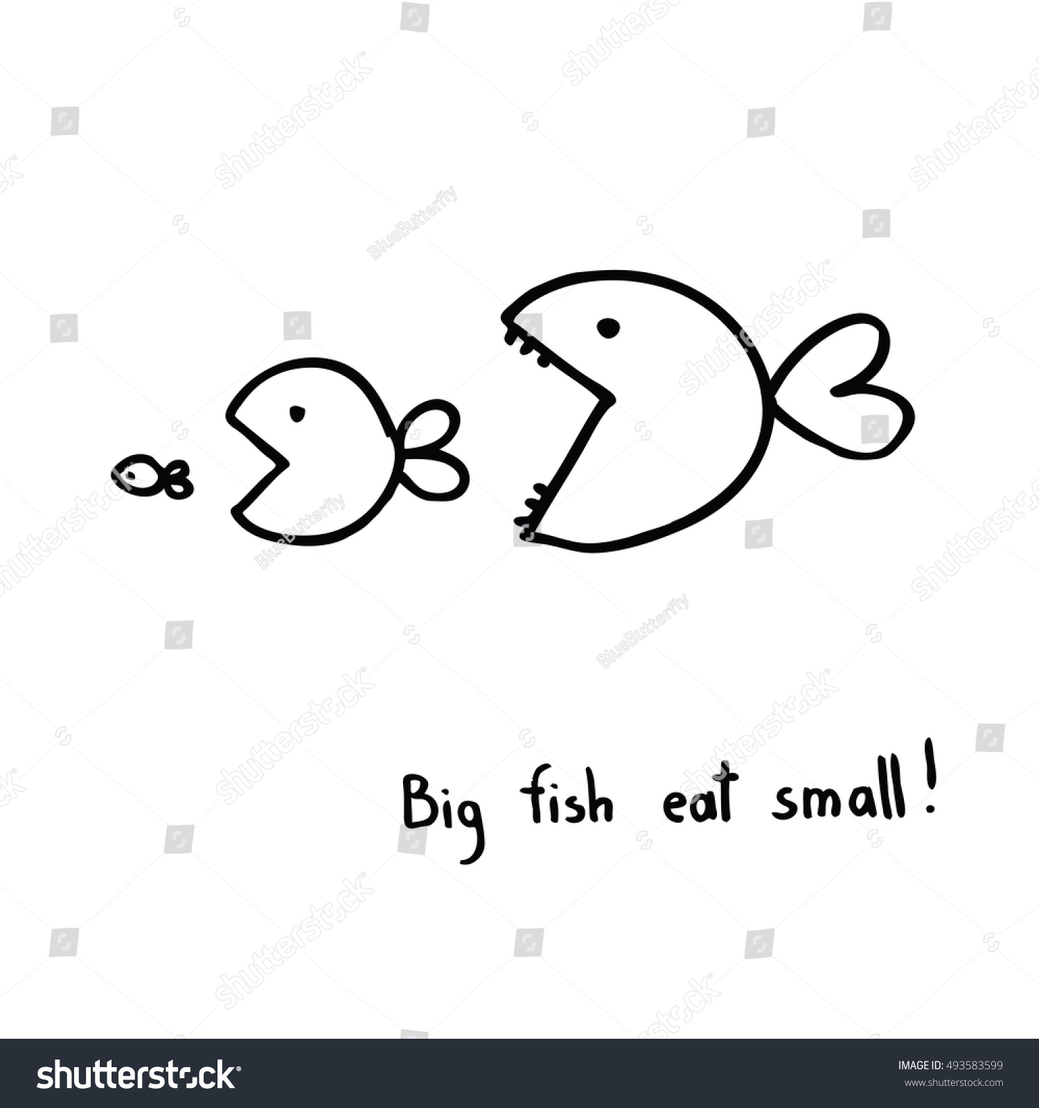 Big Small Fish Drawing: vector de stock (libre de regalías) 493583599 ...