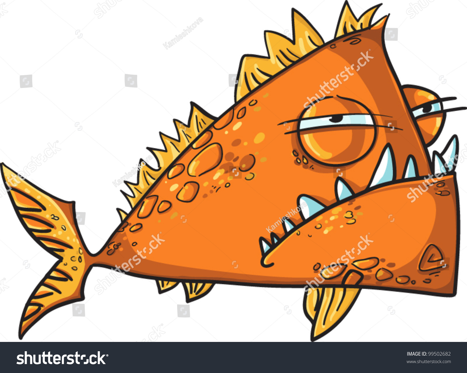 Big Angry Fish Cartoon: vector de stock (libre de regalías) 99502682