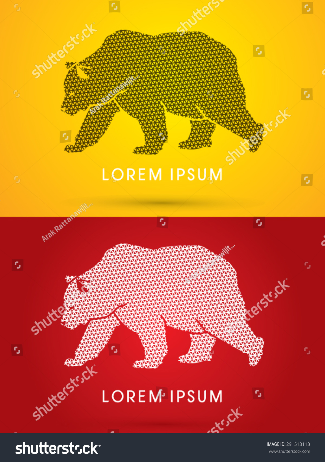 Big Bear Side View Walking Designed Stock Vector (Royalty Free ...