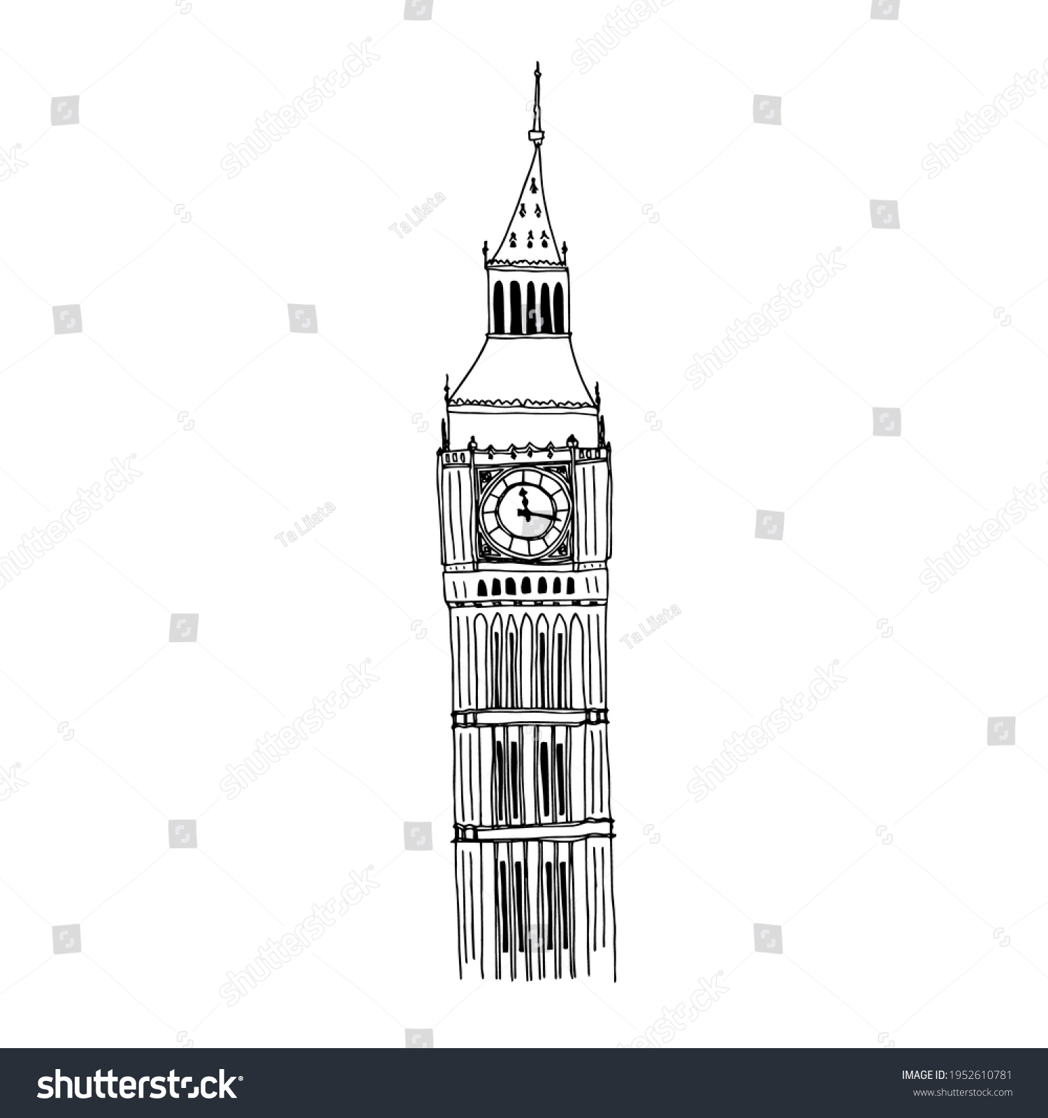 Big Ben Sketch Vector Illustration Stock Vector (Royalty Free) 1952610781